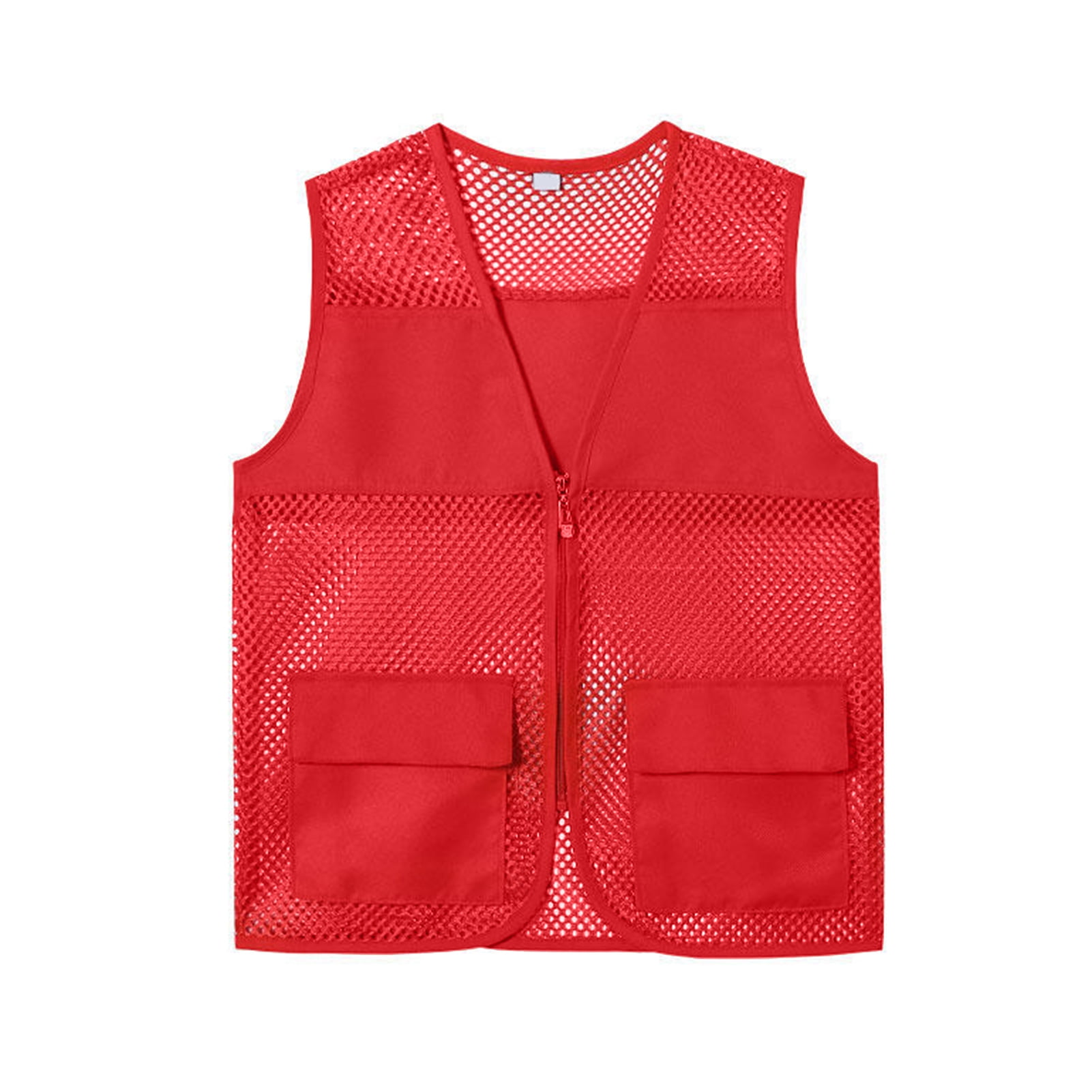 Duixinghas Hollow Out Zipper Placket Double Pockets V-neck Work Vest ...