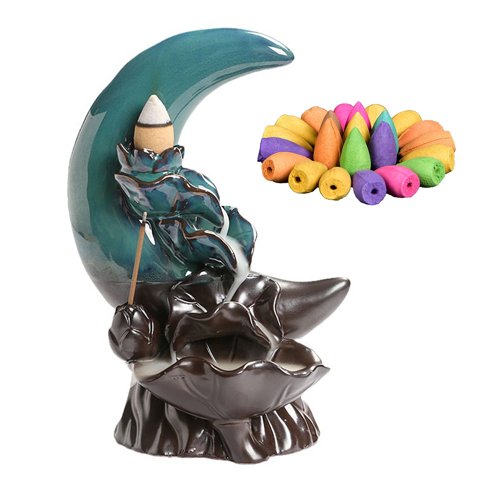 Duixinghas Lotus Flower Incense Holder Moon Backflow Incense Holder ...