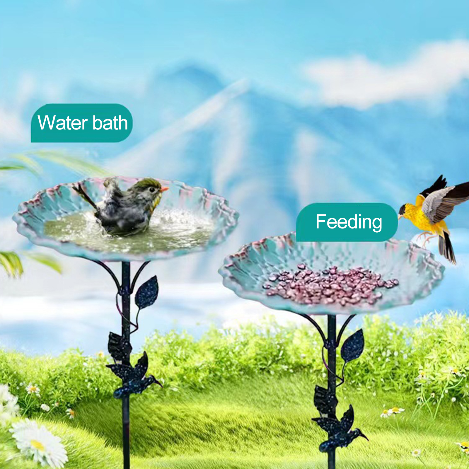 Duixinghas Metal Bird Feeder Stake Imitation Leaf Design Outdoor ...