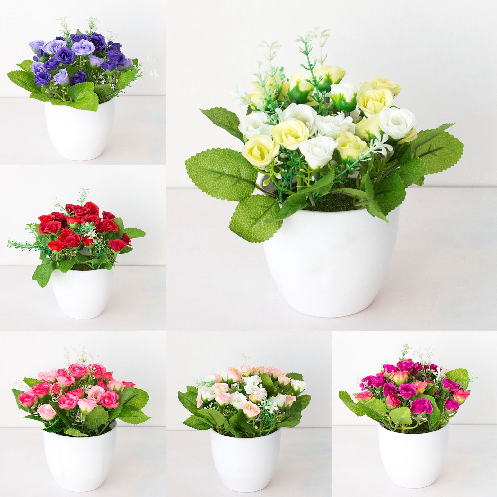 Duixinghas Simulated Flower Pot Colorful Roses Floor Decoration Plastic ...
