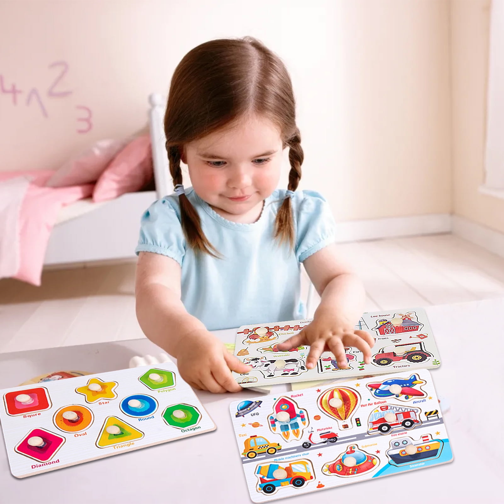 Duixinghas Wooden Puzzle Boards for Early Learning Safe Toy for 2-6 ...