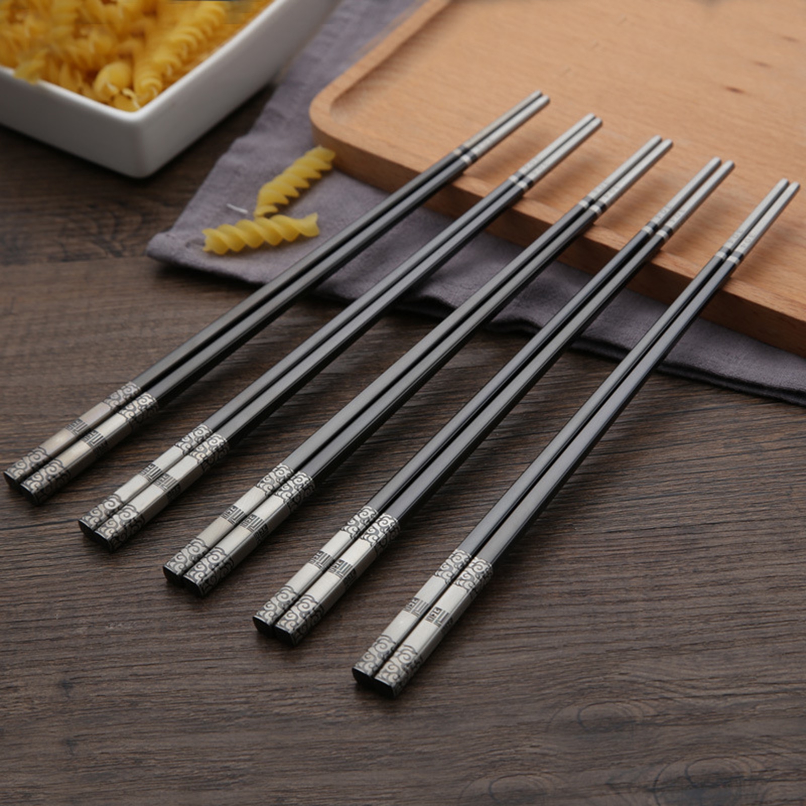 Dujiujun 1 Pair Chopsticks Non-slip Food-grade 304 Stainless Steel No ...