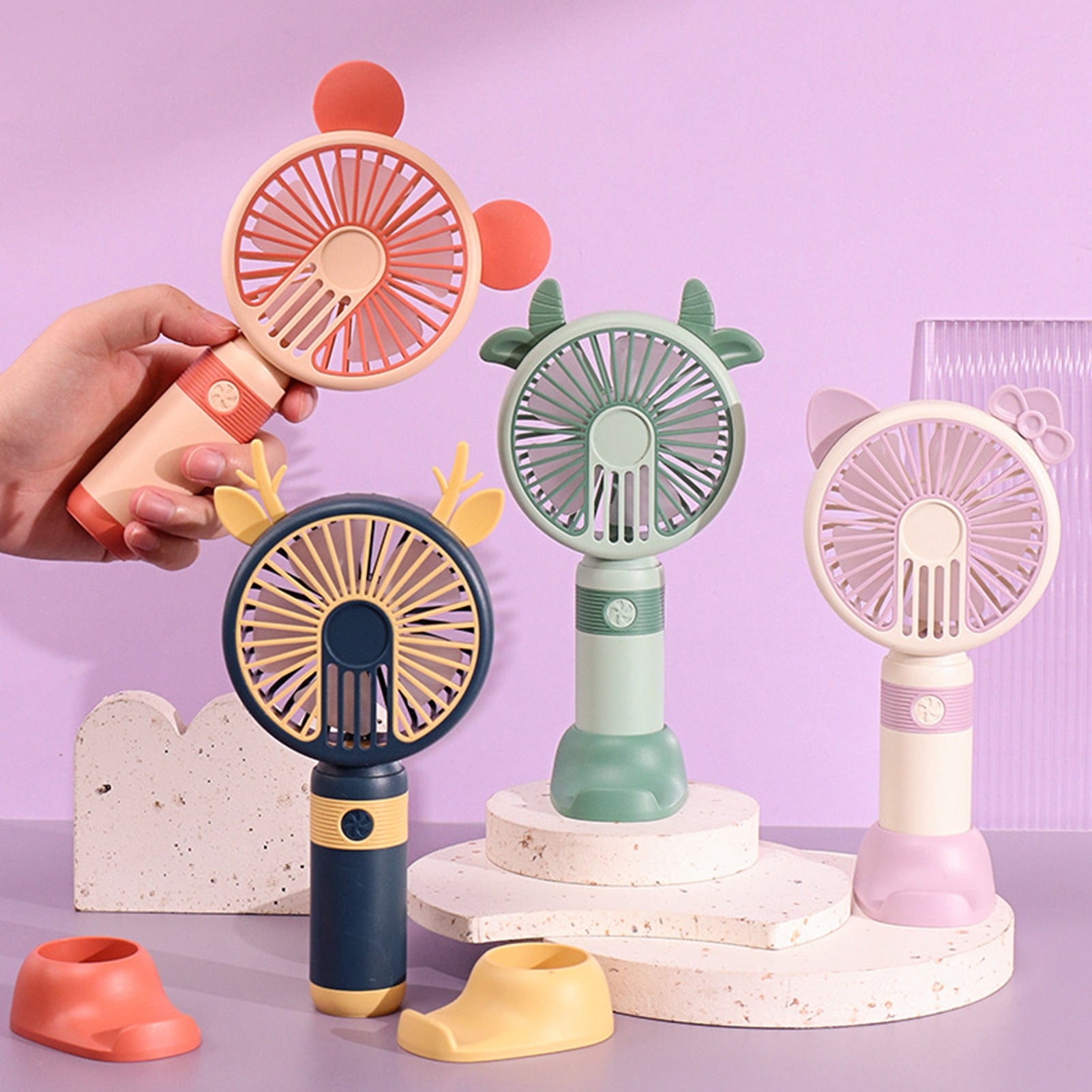 Dujiujun 1 Set Handheld Fan 2 Gear Speeds Light Effect Low Noise ...