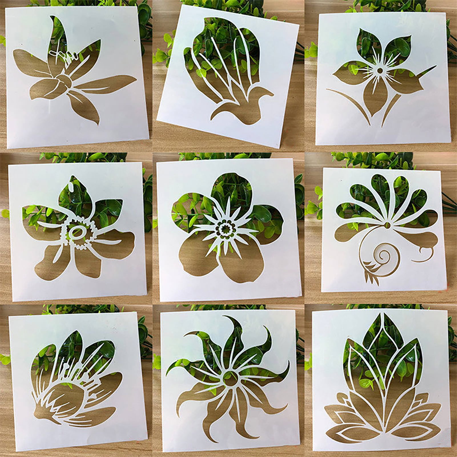 Dujiujun 1 Set Painting Stencil Flower Pattern Multifunctional PET ...