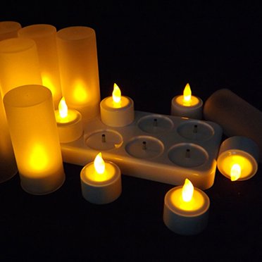 Luminara Rechargeable Tea Lights Set: White & Unscented, 4 Candles ...