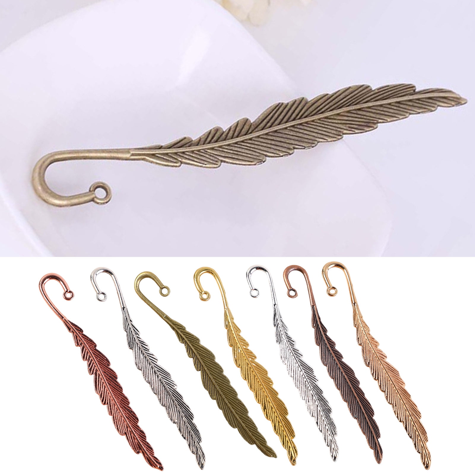 Dujiujun 2Pcs Feather Bookmark Metal Book Mark Page Reading DIY Gifts ...