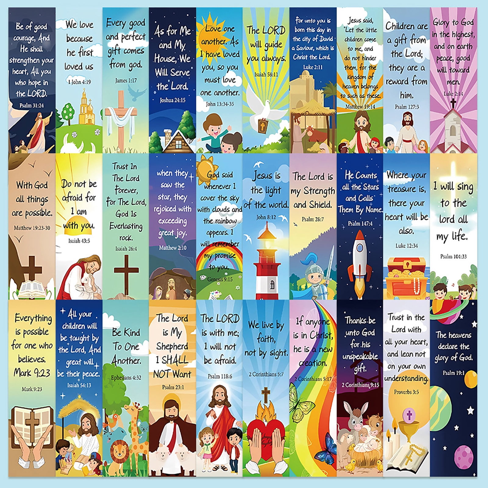 Dujiujun 30 Sheets Christian Bible Verse Bookmarks Premium Paper ...