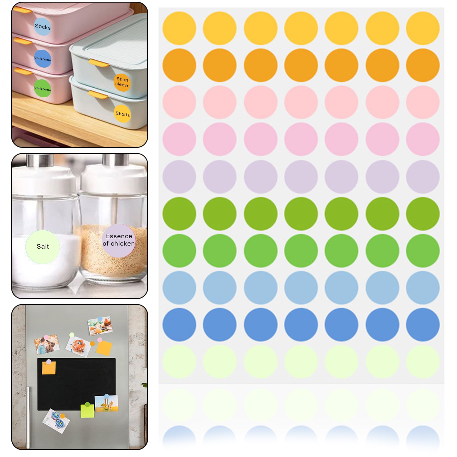 Dujiujun 50 Sheets 19MM Colored Dot Stickers Assorted Colors Removable ...