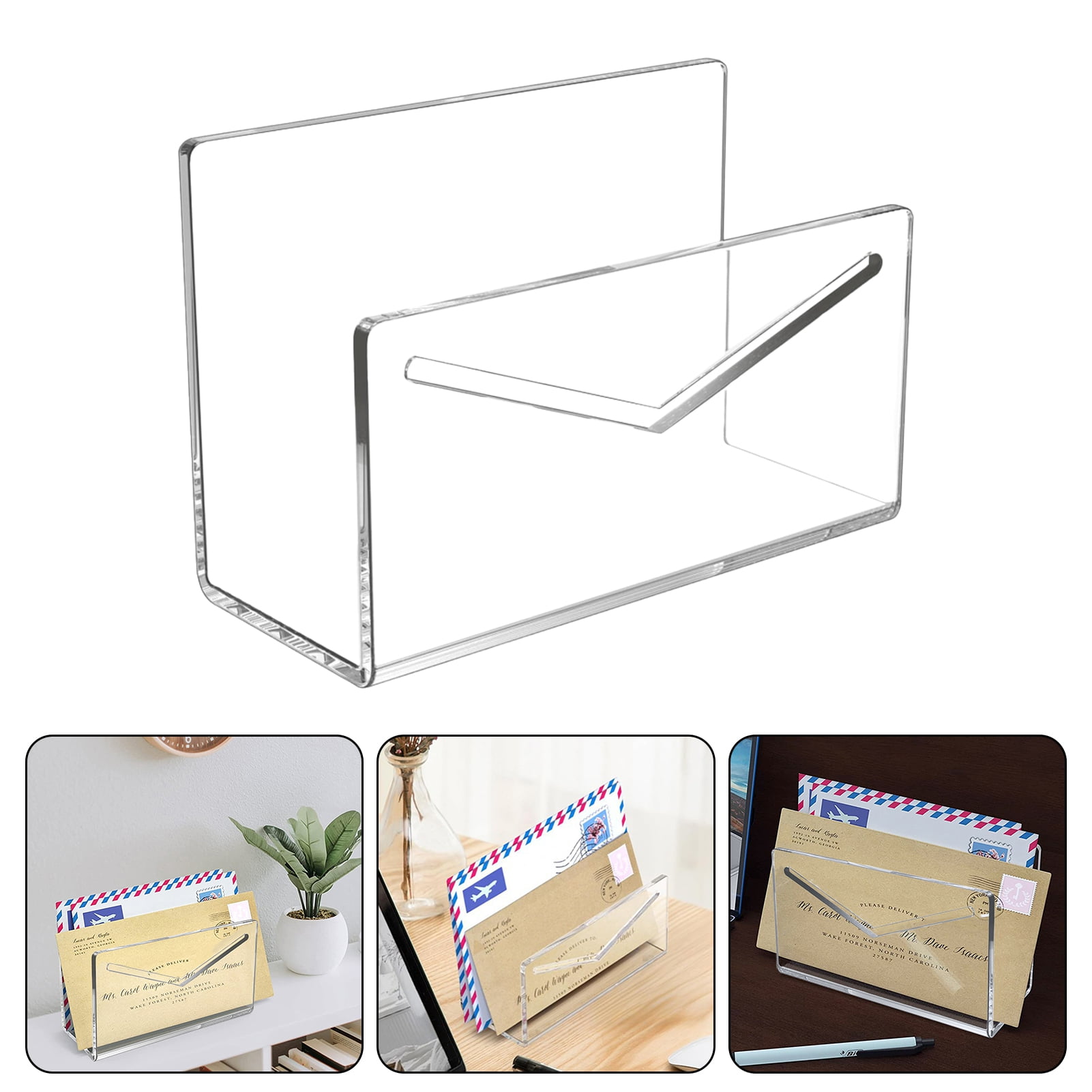 Dujiujun Acrylic Mail Holder Clear File Letter Organizer Smooth Edge ...