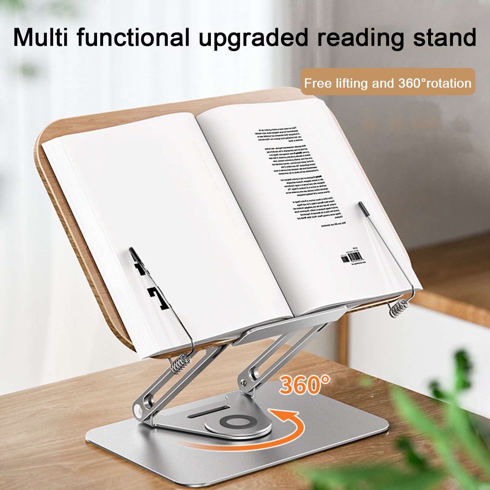 Dujiujun Bookshelf Stand Solid Wood Steel Base Rotating Cookery Book ...