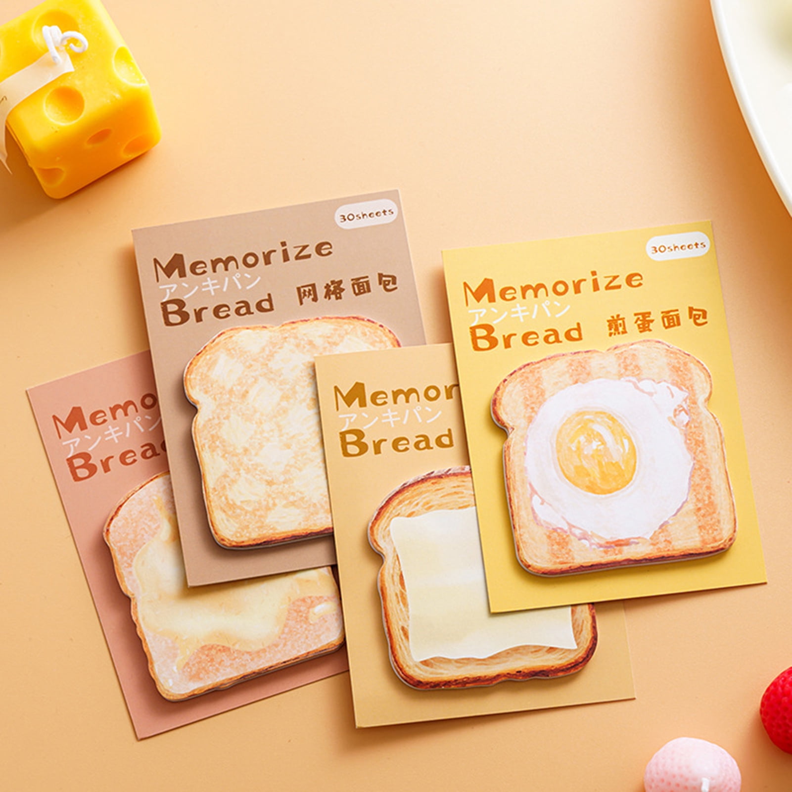 Dujiujun Bread Shaped Sticky Notes 30 Sheets Loaf Design Premium Paper ...