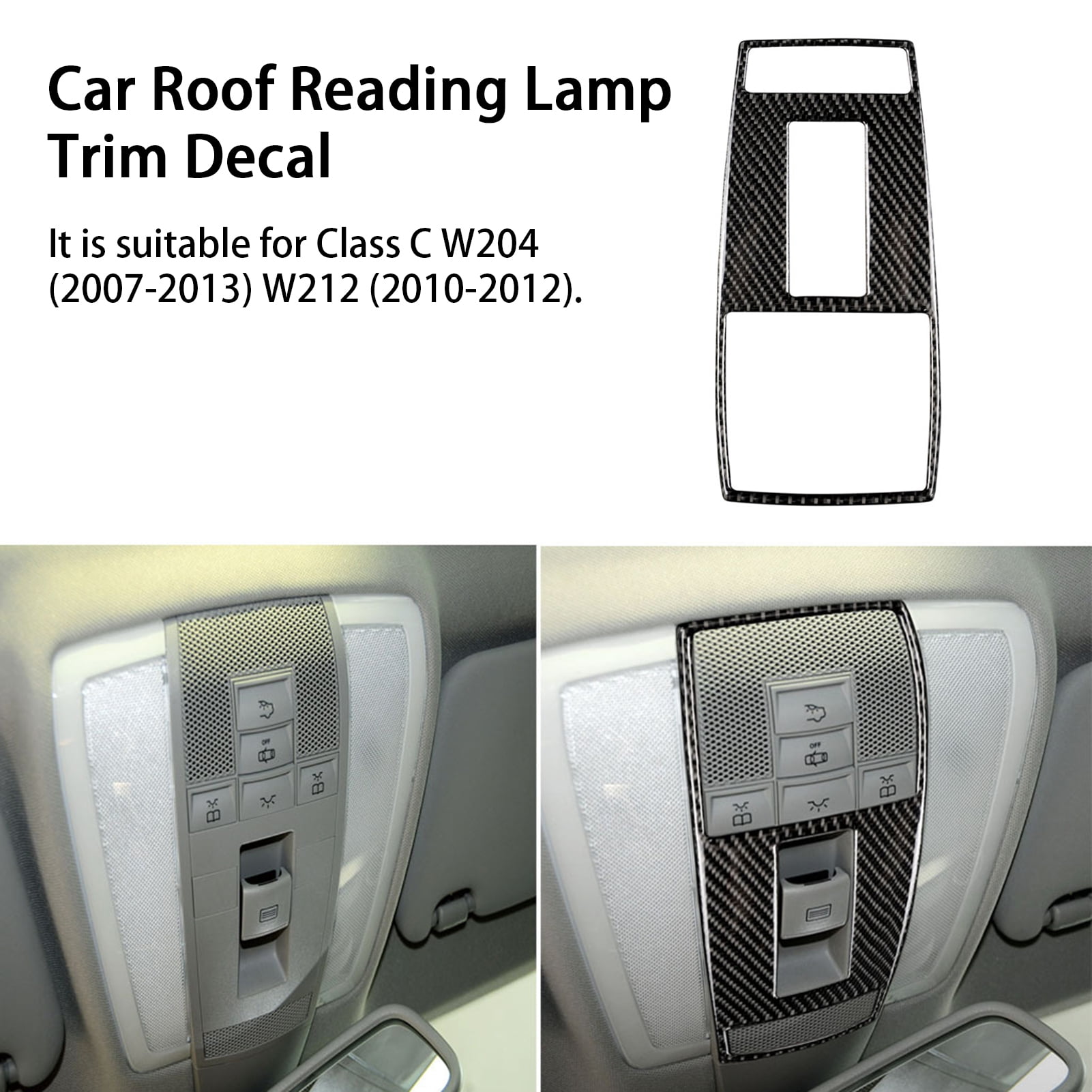 Dujiujun Car Roof Reading Light Panel Glossy Carbon Fiber Car Reading ...