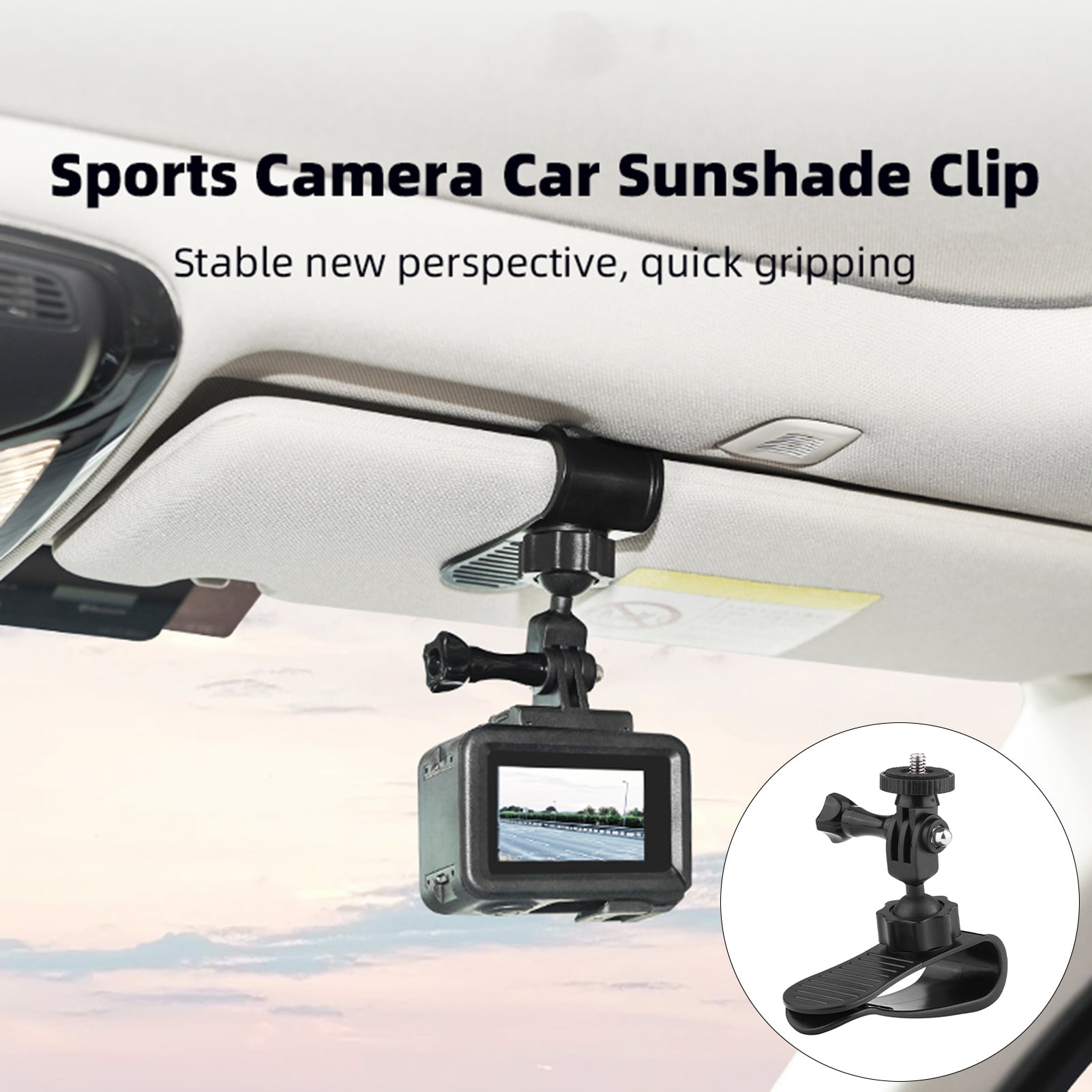 Dujiujun Car Sun Visor Camera Mount 360 Degree Rotation Anti-slip Lock ...
