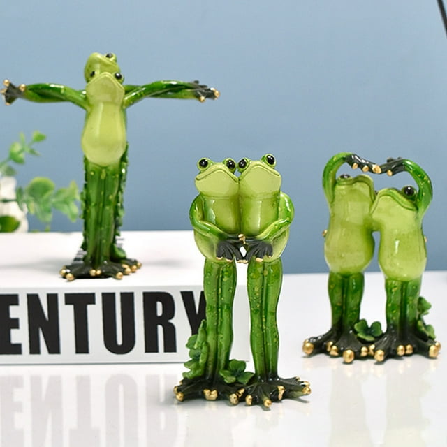 Dujiujun Couple Frog Figurine Resin Baseball Tennis Frog Figure Toy ...