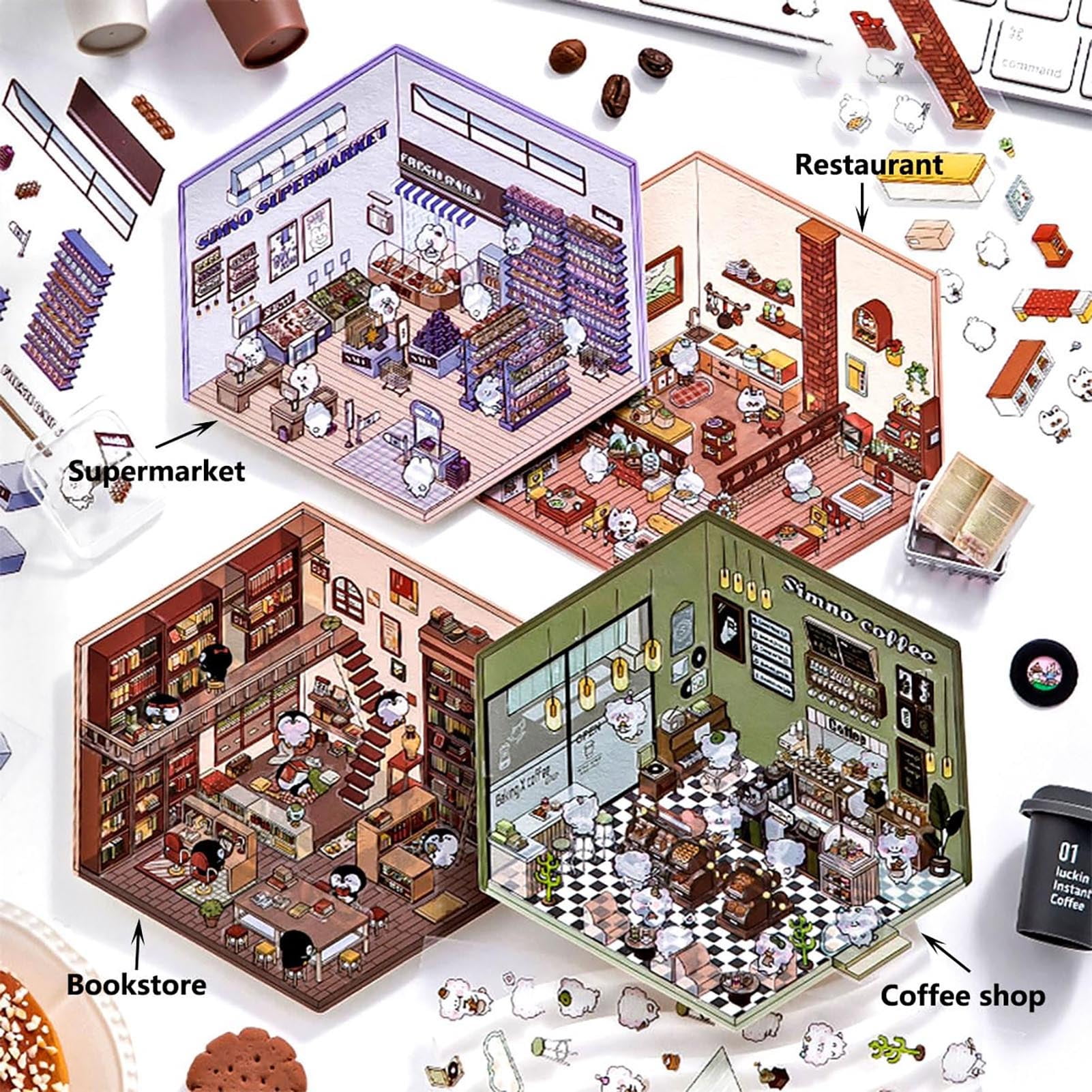 Dujiujun DIY 3D Sticker Set Relief Stress Reusable Scene Stickers with ...