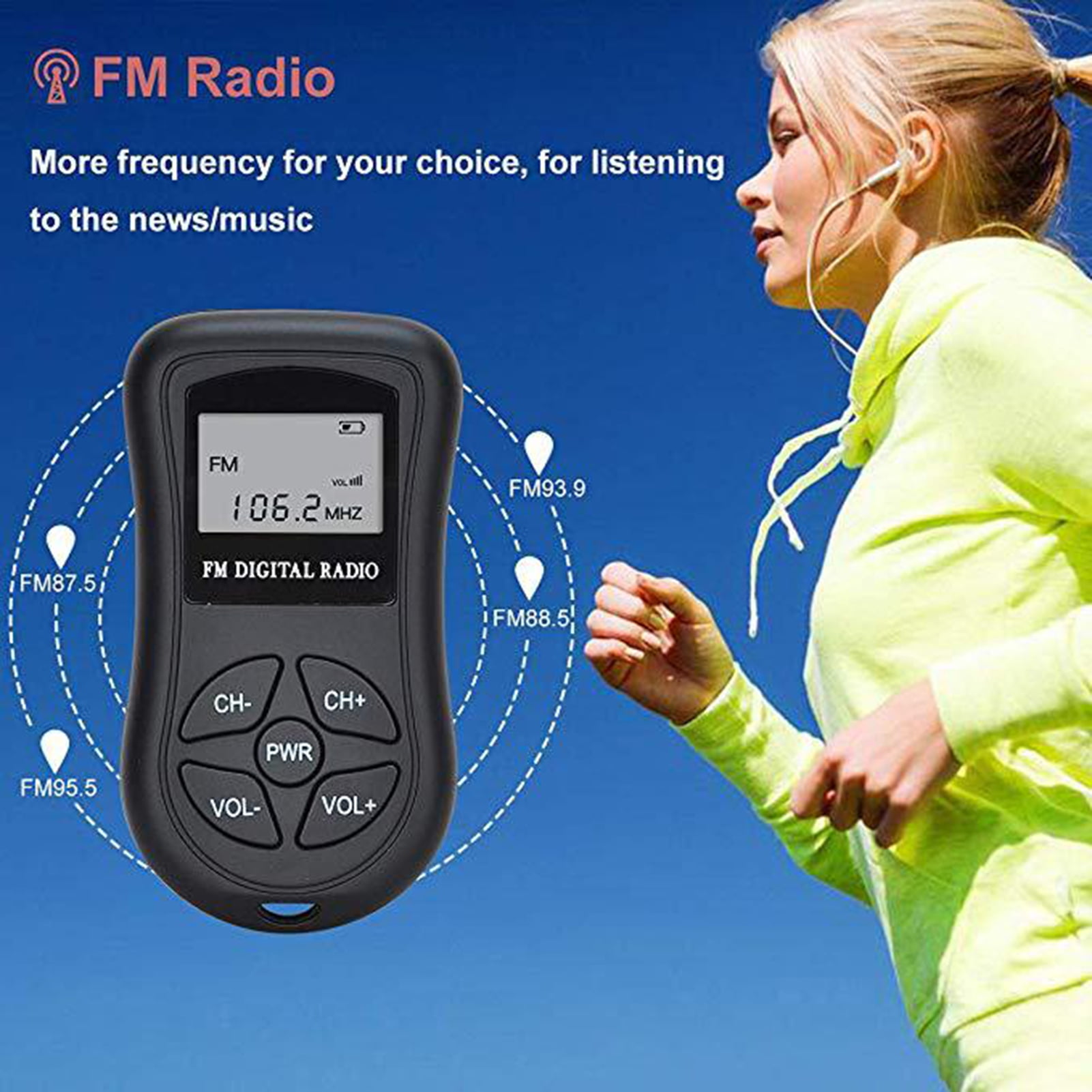 Dujiujun Digital Radio LCD Display Battery-powered Portable Mini FM ...