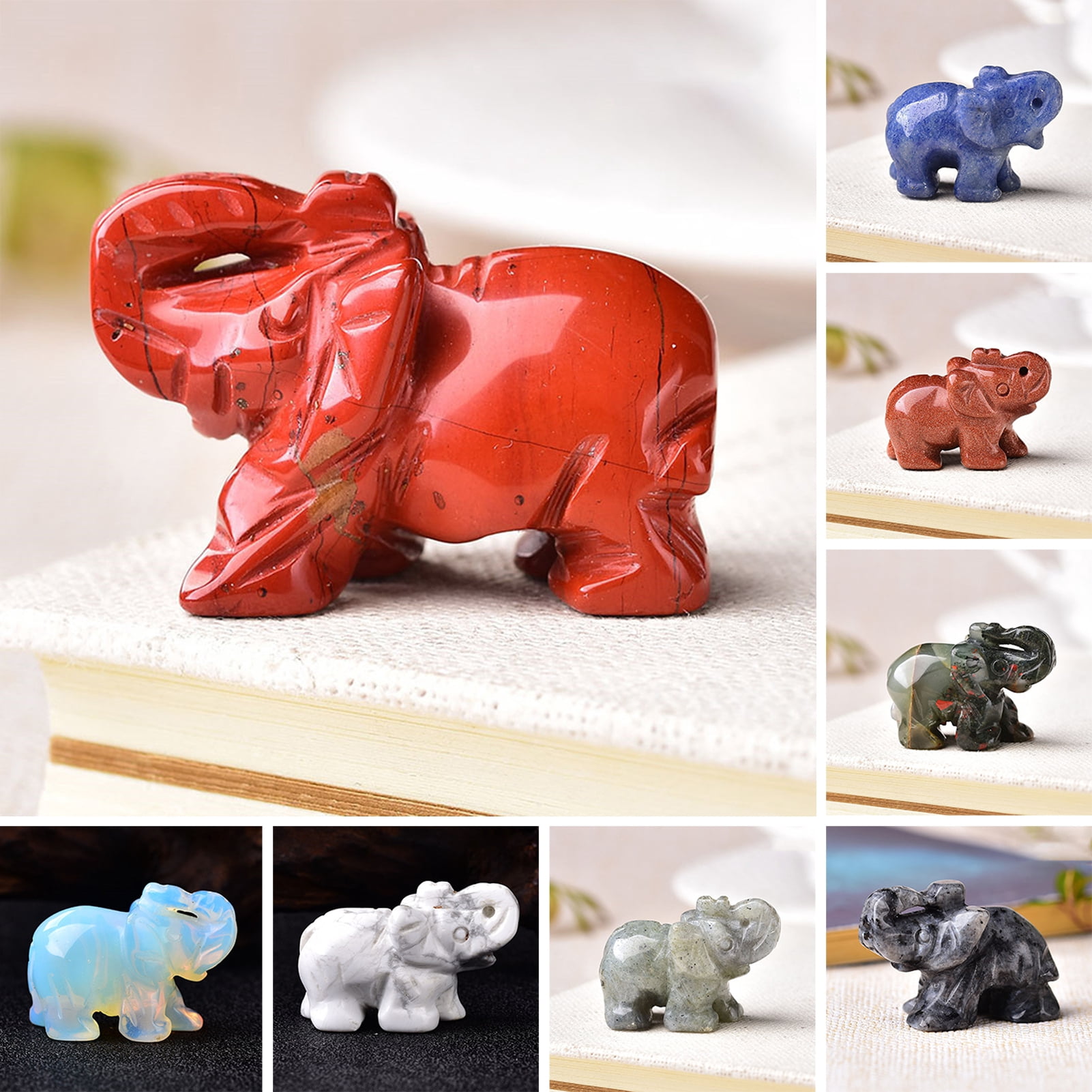 Dujiujun Elephant Ornament Faux Crystal Artificial Stone Good Detail ...