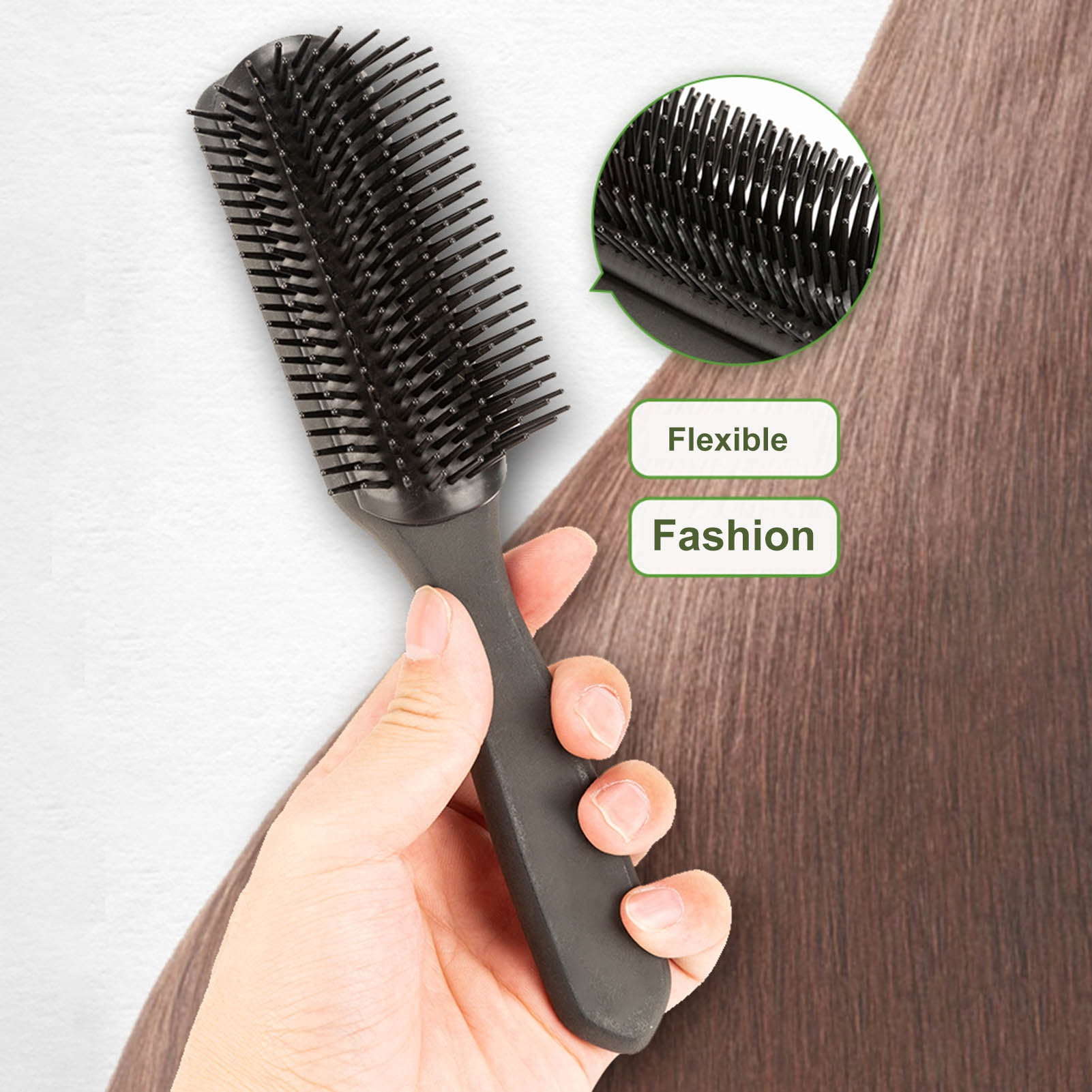 Dujiujun Ergonomics Long Handle 9-Rows Styling Comb Women Men Shampoo ...
