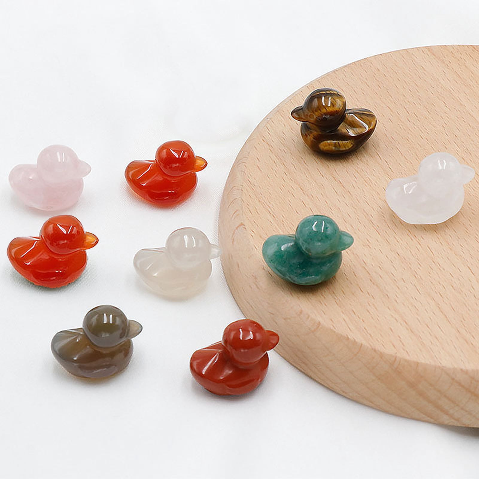 Dujiujun Faux Crystal Agate Stone Duck Figurines Miniature Carving ...