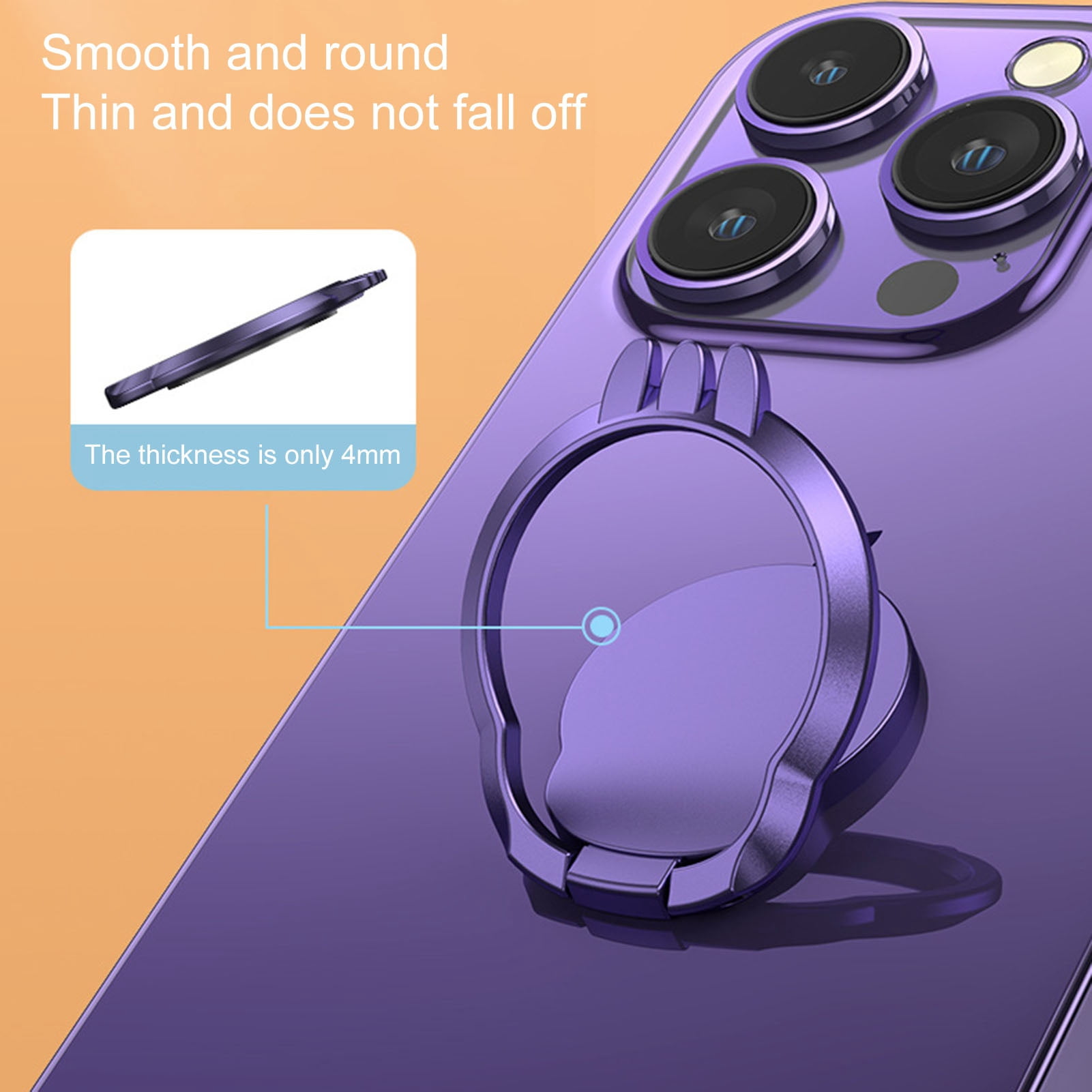 Dujiujun Finger Ring Phone Holder Strong Adhesive Non-slip Round Curved ...