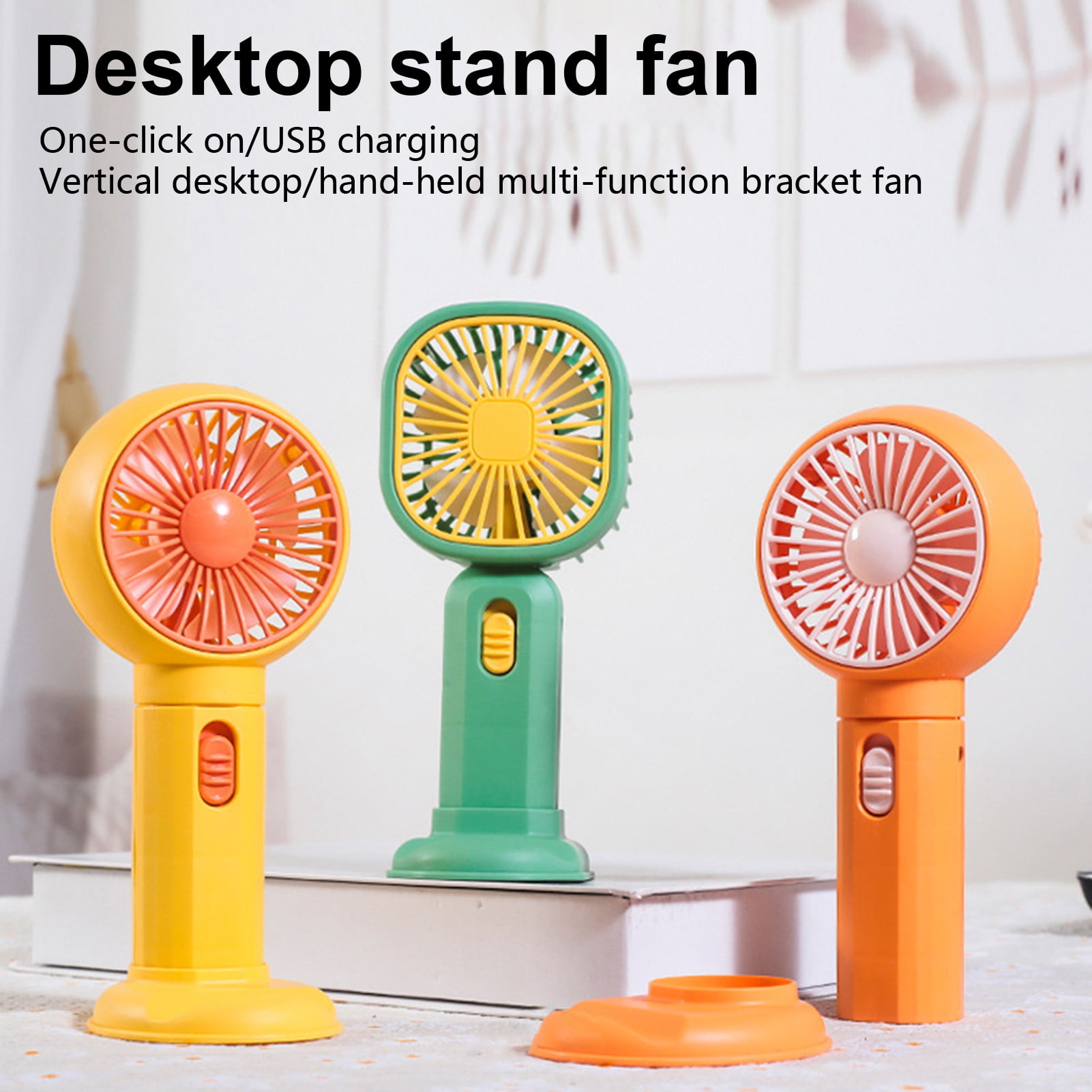 Dujiujun Handheld Fan with Phone Holder Stable Base Push Button Hands ...