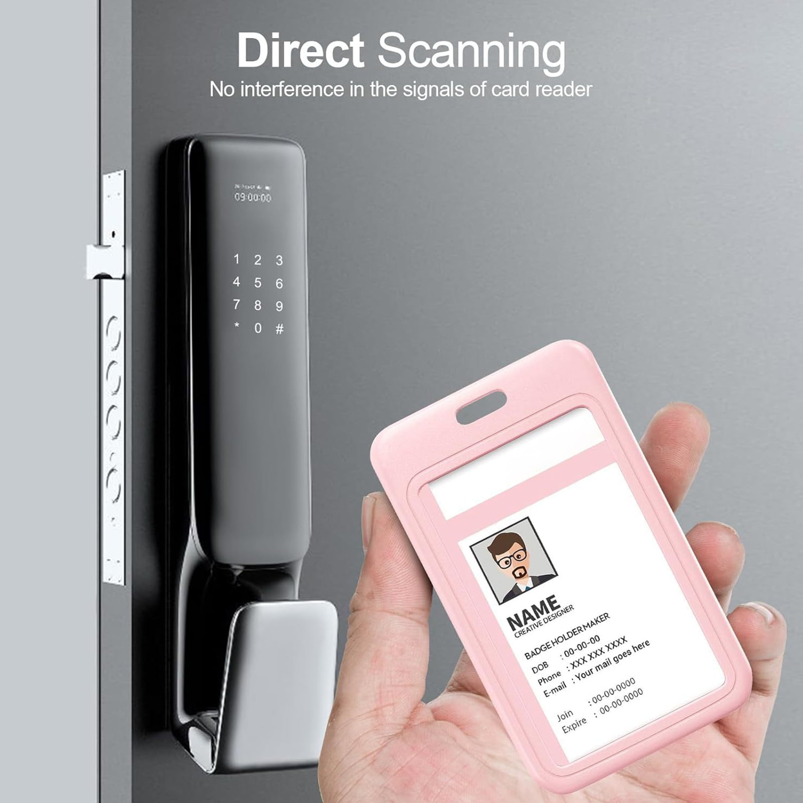 Dujiujun ID Card Holder Slide Cover Transparent Window Hanging Hole ...