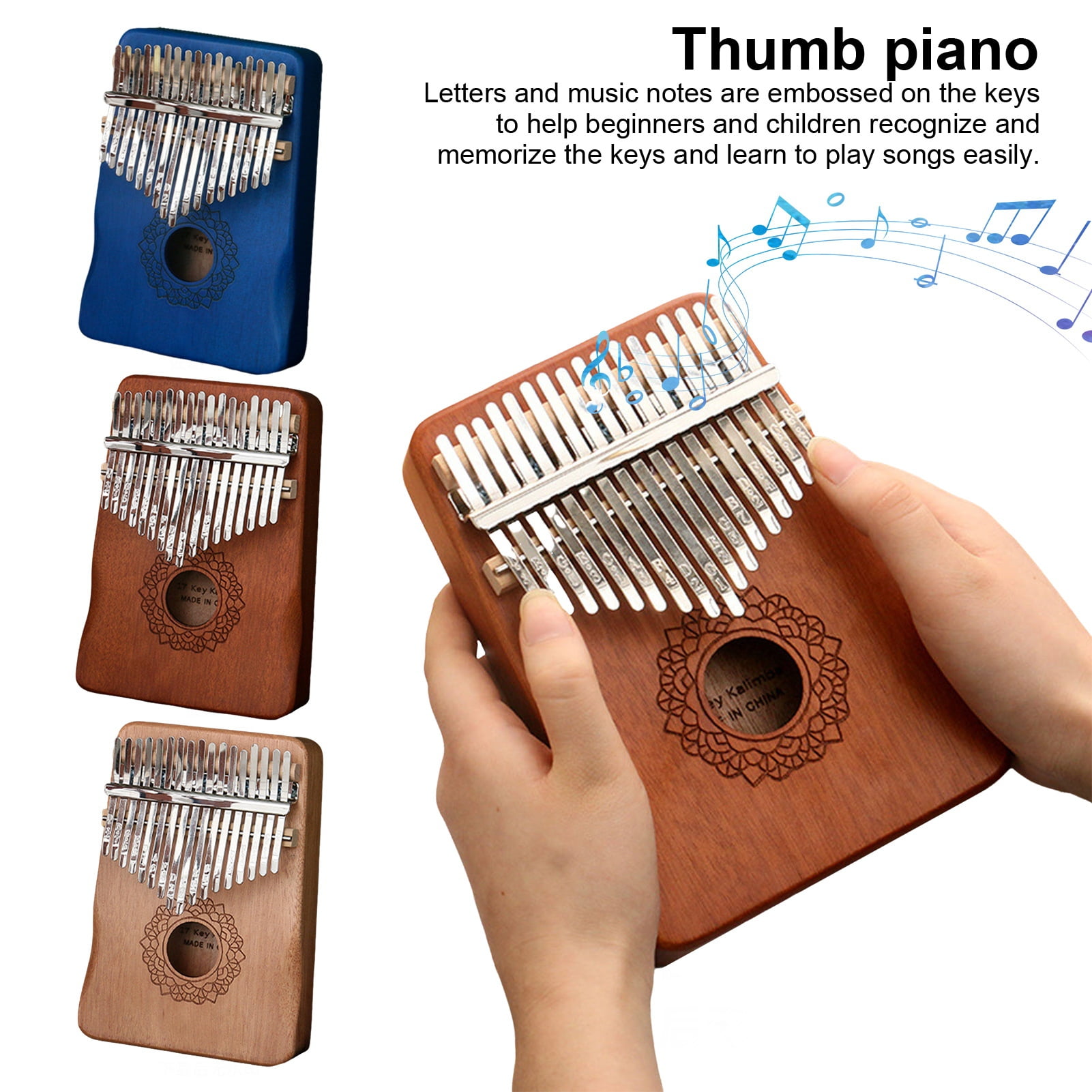 Dujiujun Kalimba Thumb Piano 17 Keys Portable Mbira Finger Piano ...