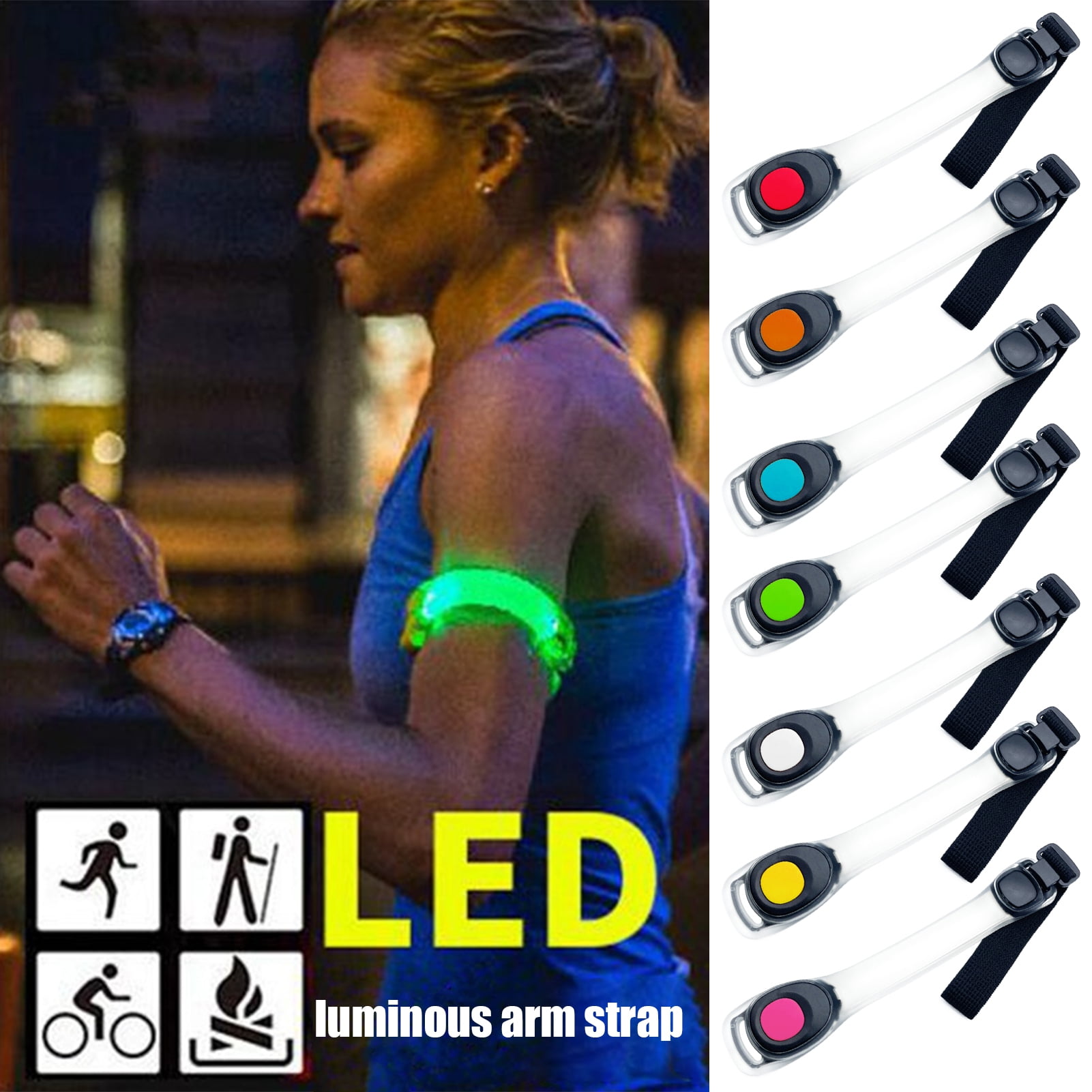 Dujiujun LED Light Up Armband High Visibility Outdoor Sports Flashing ...