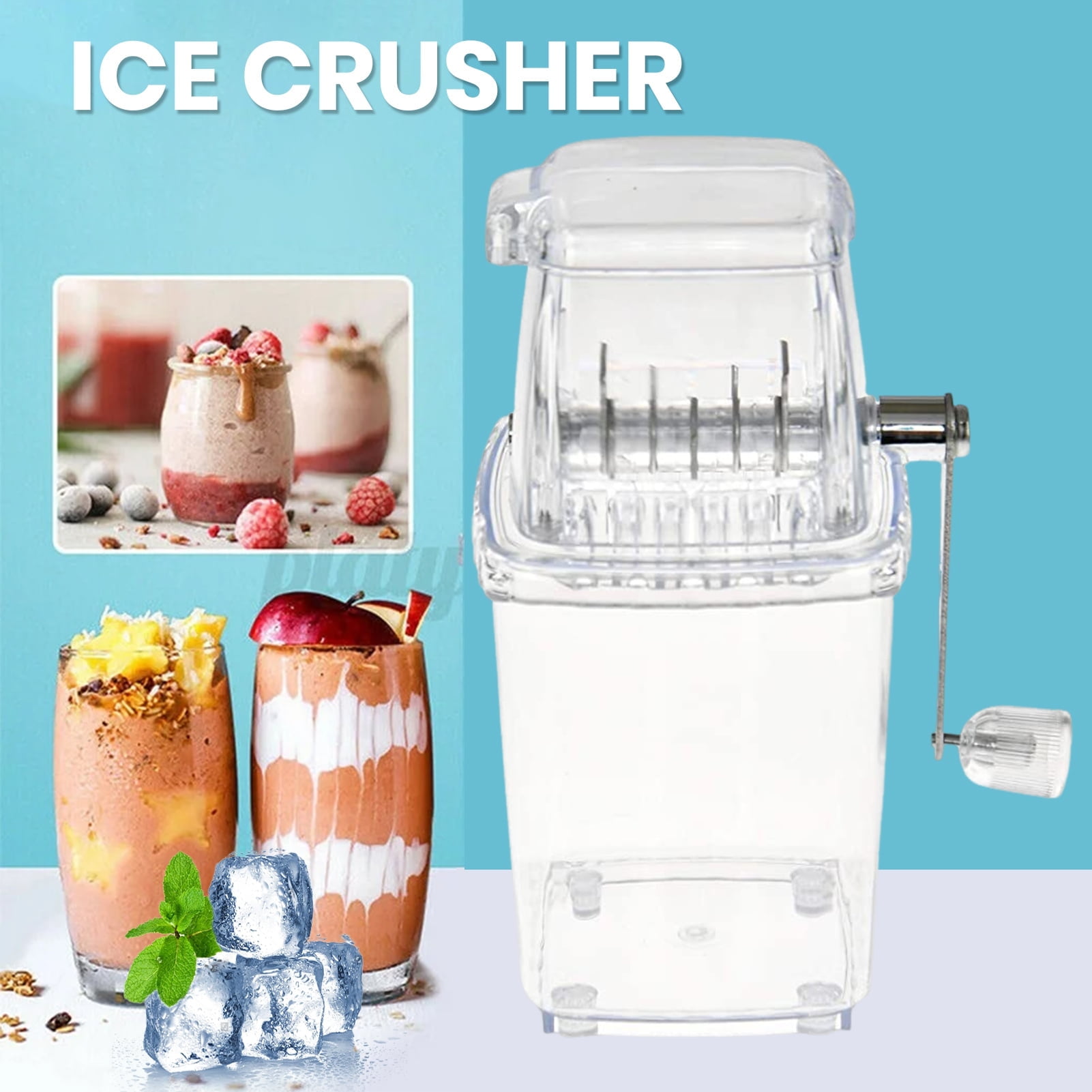 Dujiujun Manual Ice Crusher Rotary Handle Stainless Steel Blades ...