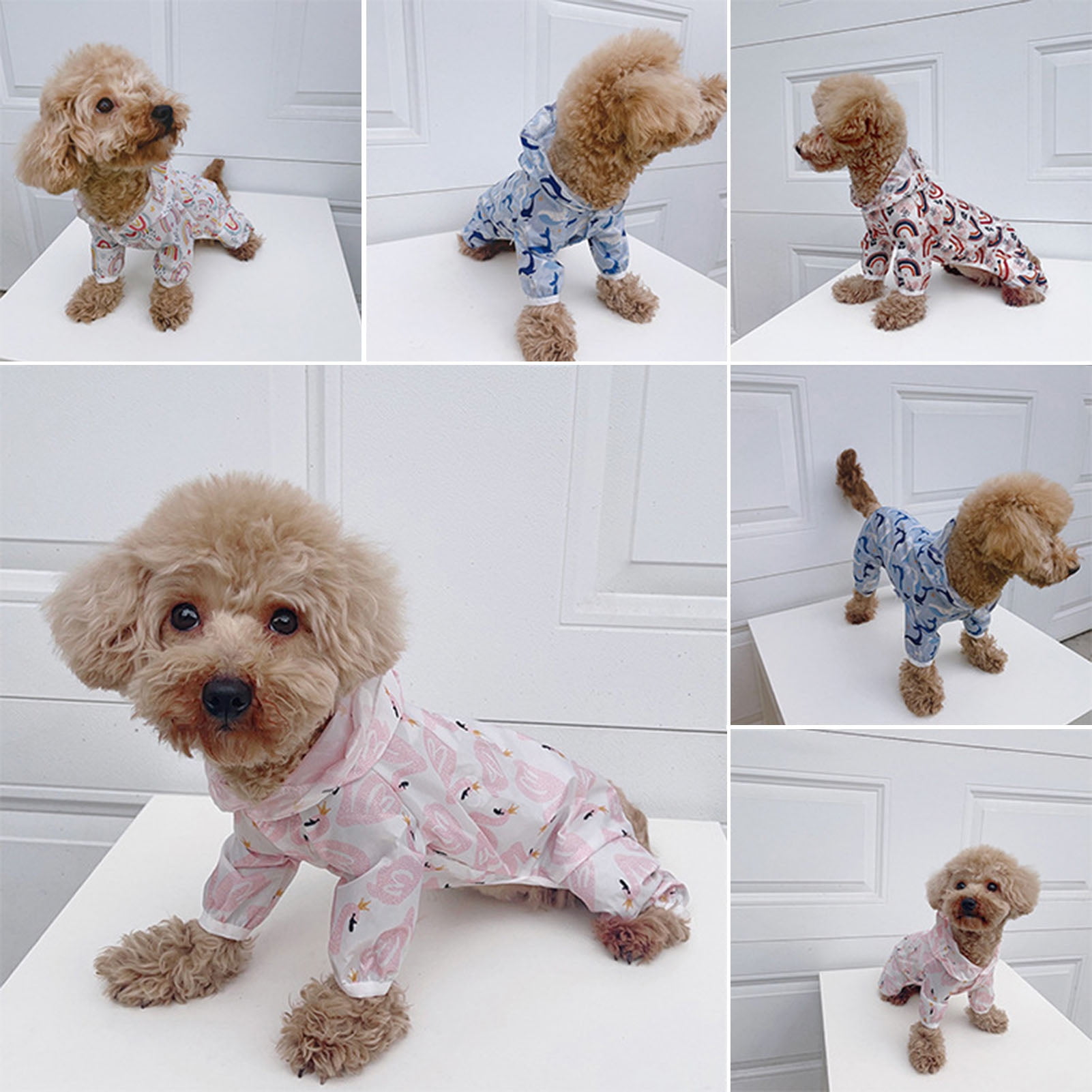 Dujiujun Pet Raincoat Four Legs Waterproof Windproof Cartoon Print ...