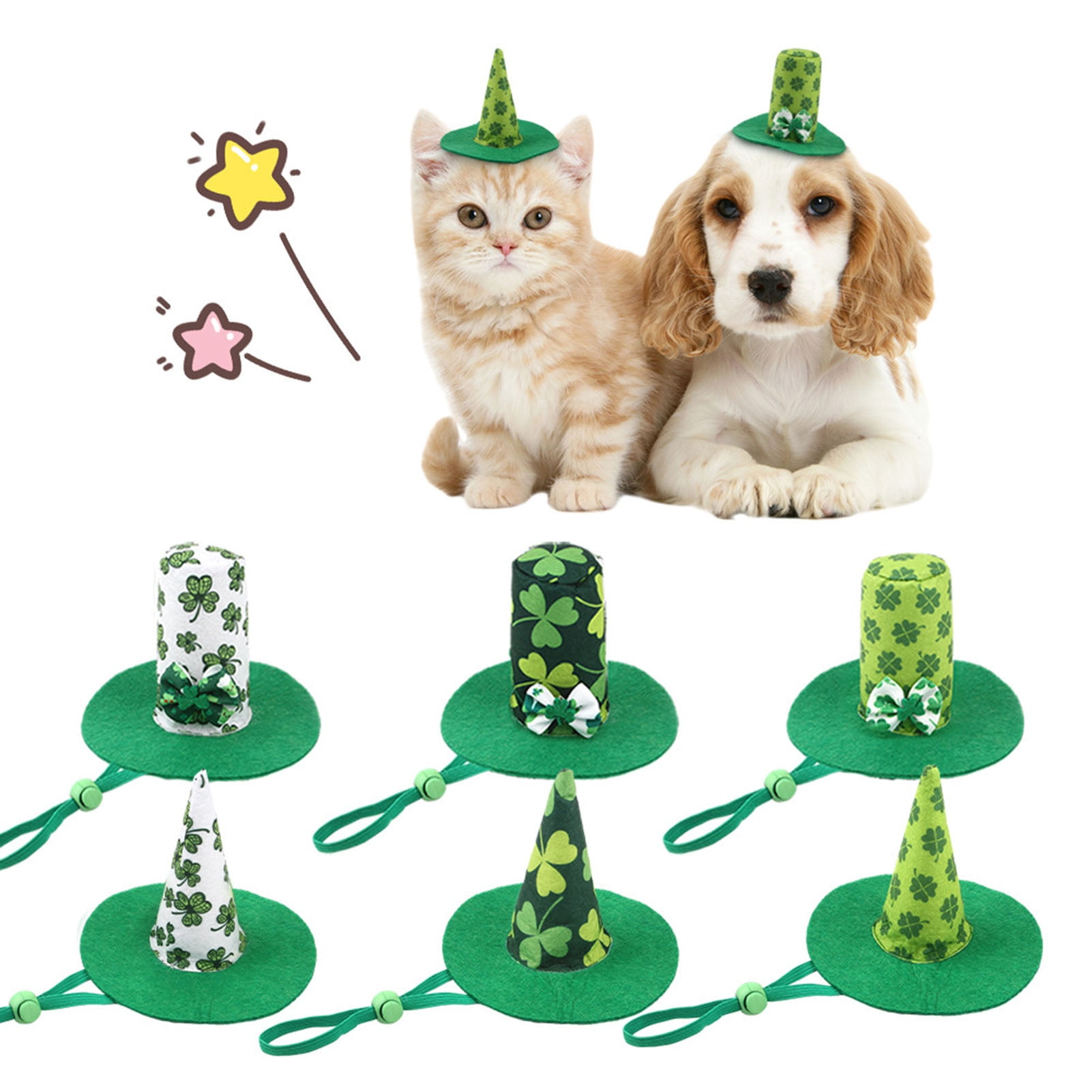 Dujiujun St. Patrick's Day Pet Hat Adjustable Elastic Band Green ...