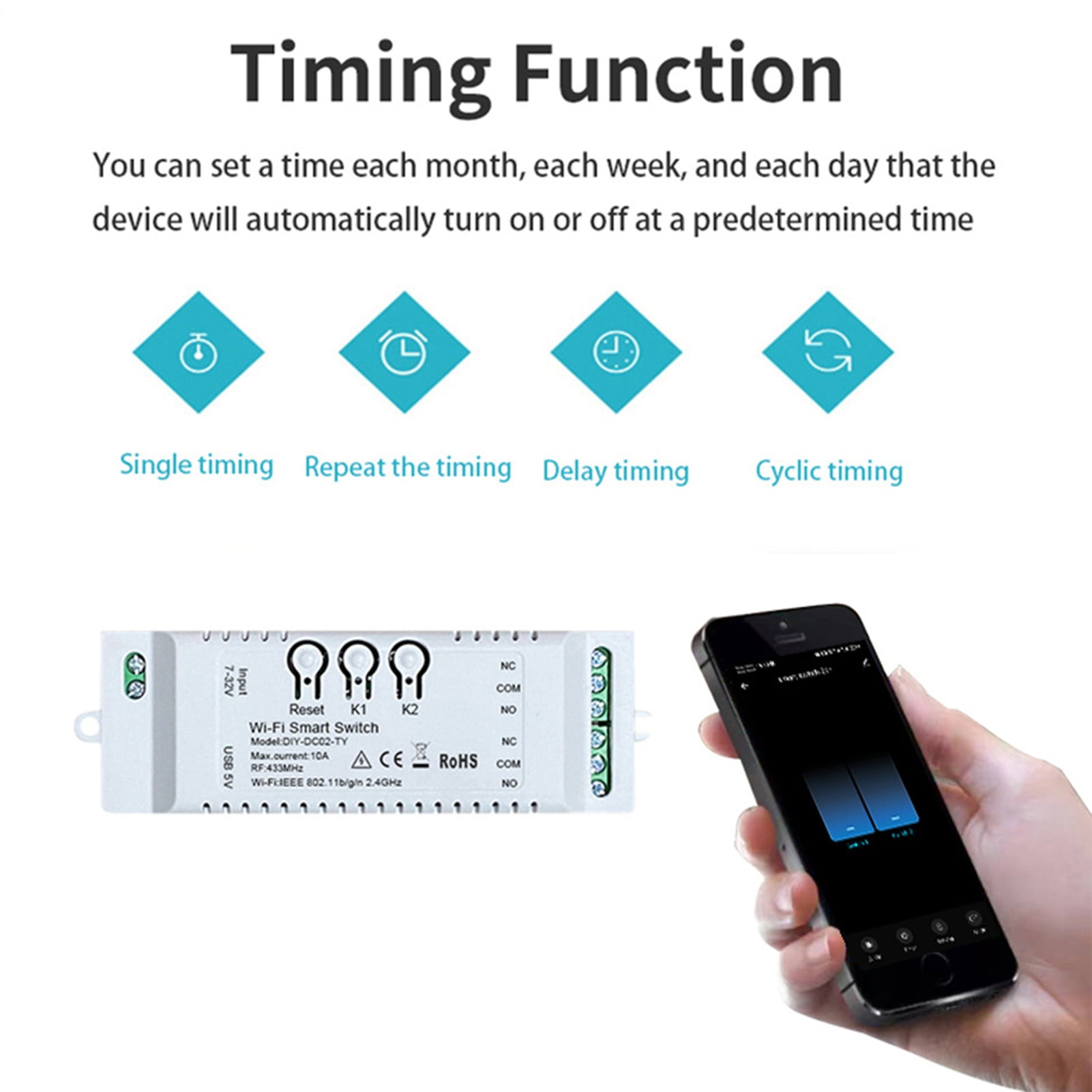 Dujiujun WI-FI Smart Remote Control Switch with Interlock Timing ...