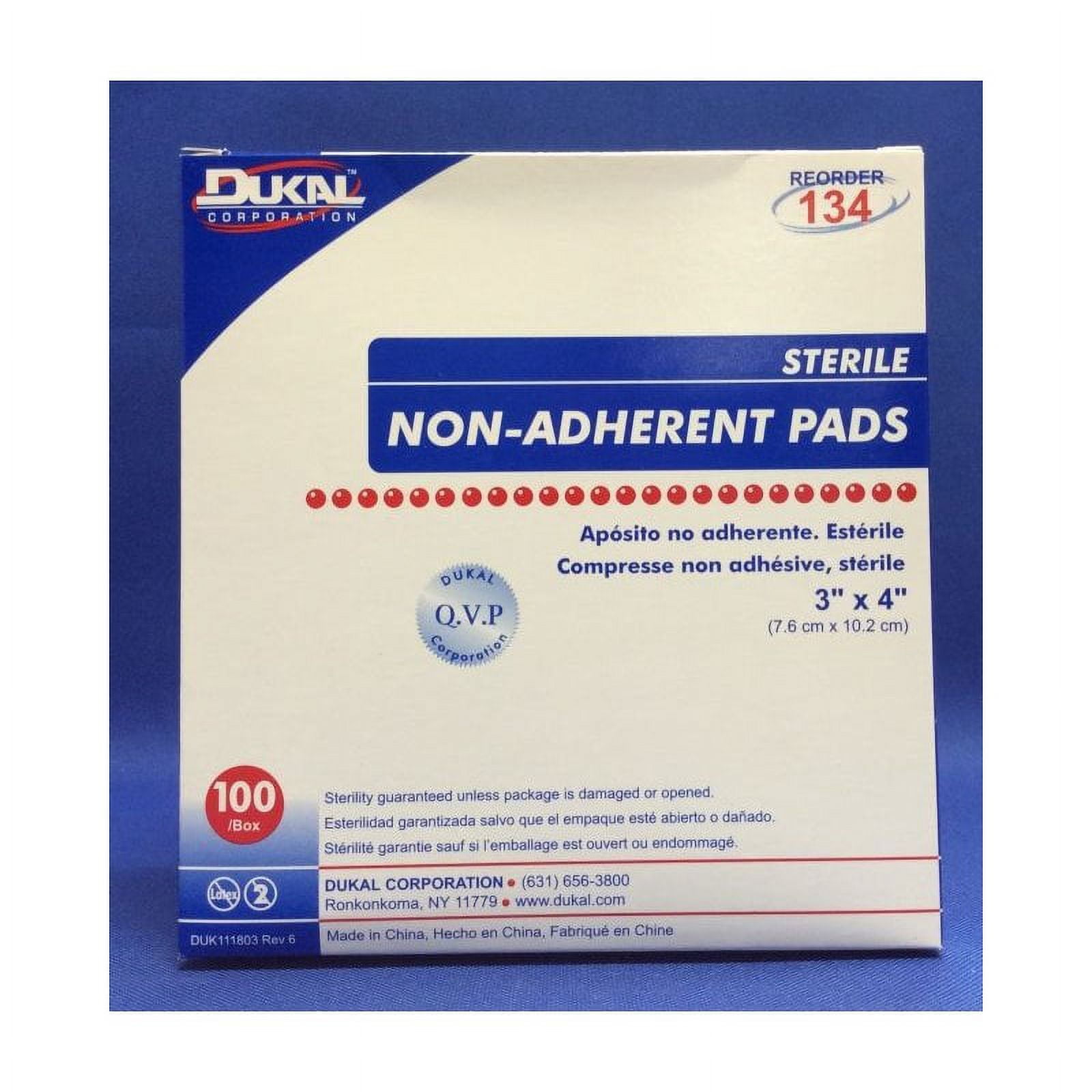 Dukal 134 Sterile Non-Adherent Pad, 3x4 inches, Box of 100 - Walmart.com