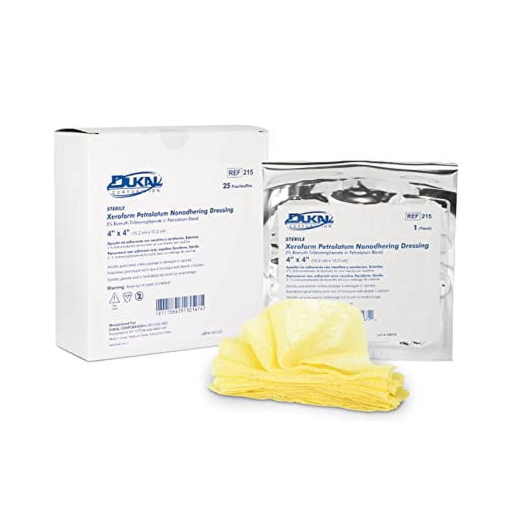 Dukal 215 Alba Xeroform Petrolatum Gauze, Sterile, 4" x 4", Pack of 25 ...
