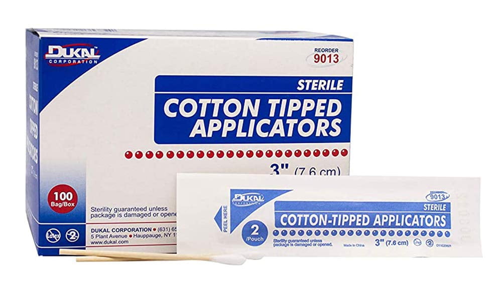 Dukal Cotton Tip Applicators, Sterile - 3", 2/Pack, 100 Packs/Box ...