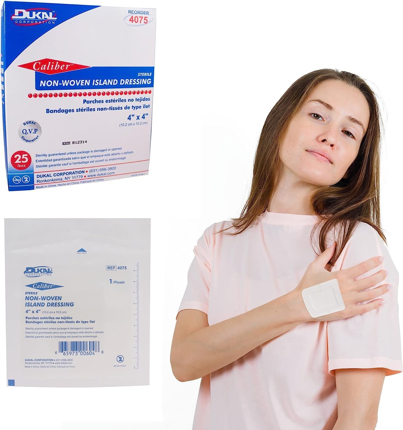 Dukal Island Dressing. Pack of 25 Adhesive Dressings 4 x 4 for Wound ...