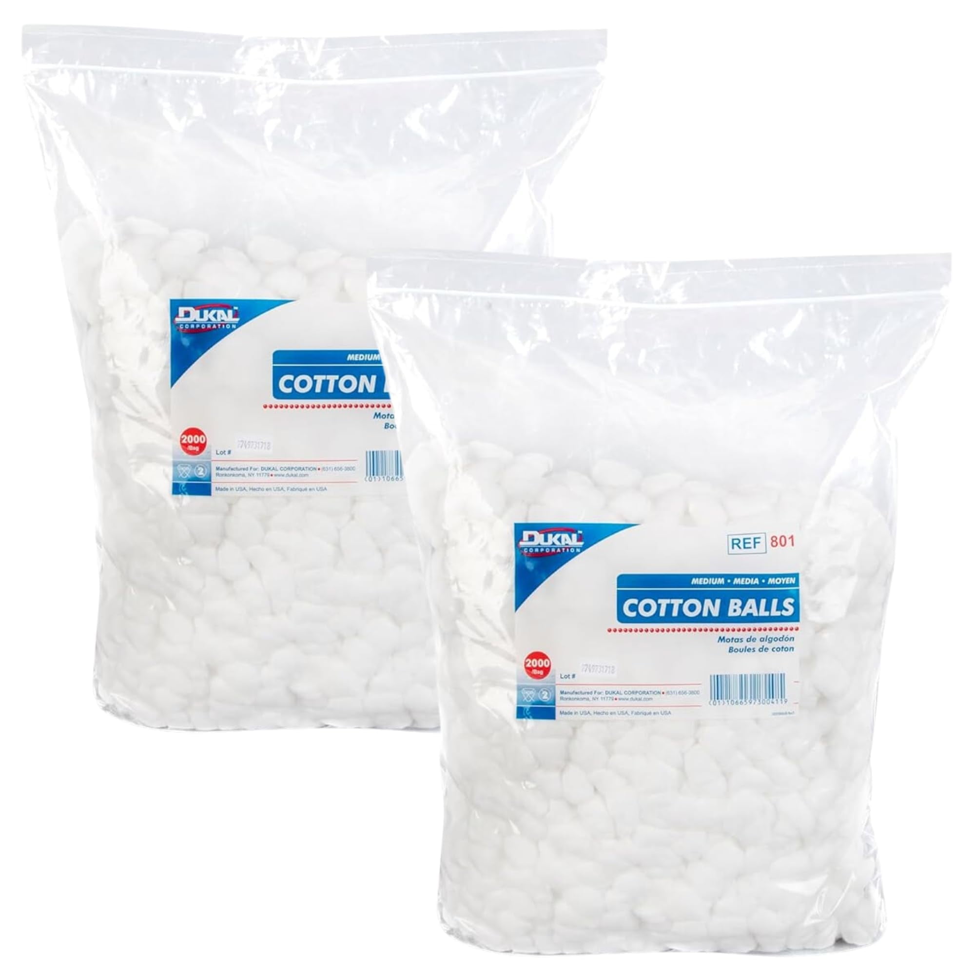 Dukal Medium Non-Sterile Cotton Balls, 100% Cotton, Uniform Size, 4000 ...