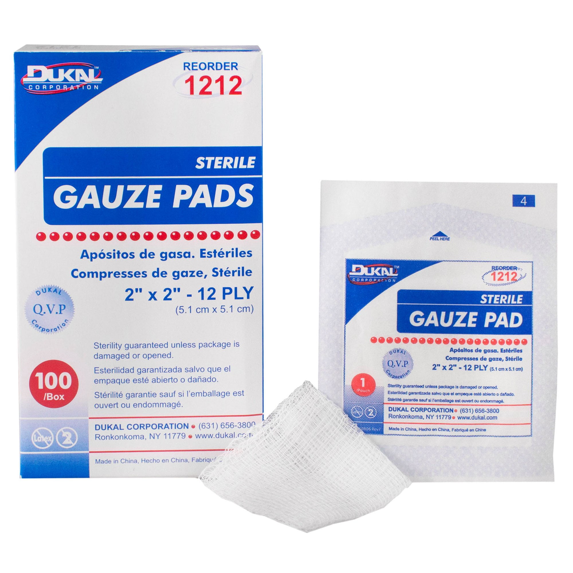 Dukal Sterile Gauze Sponge, 2 x 2 Inch, Dukal 1212, 100 Count - Walmart.com