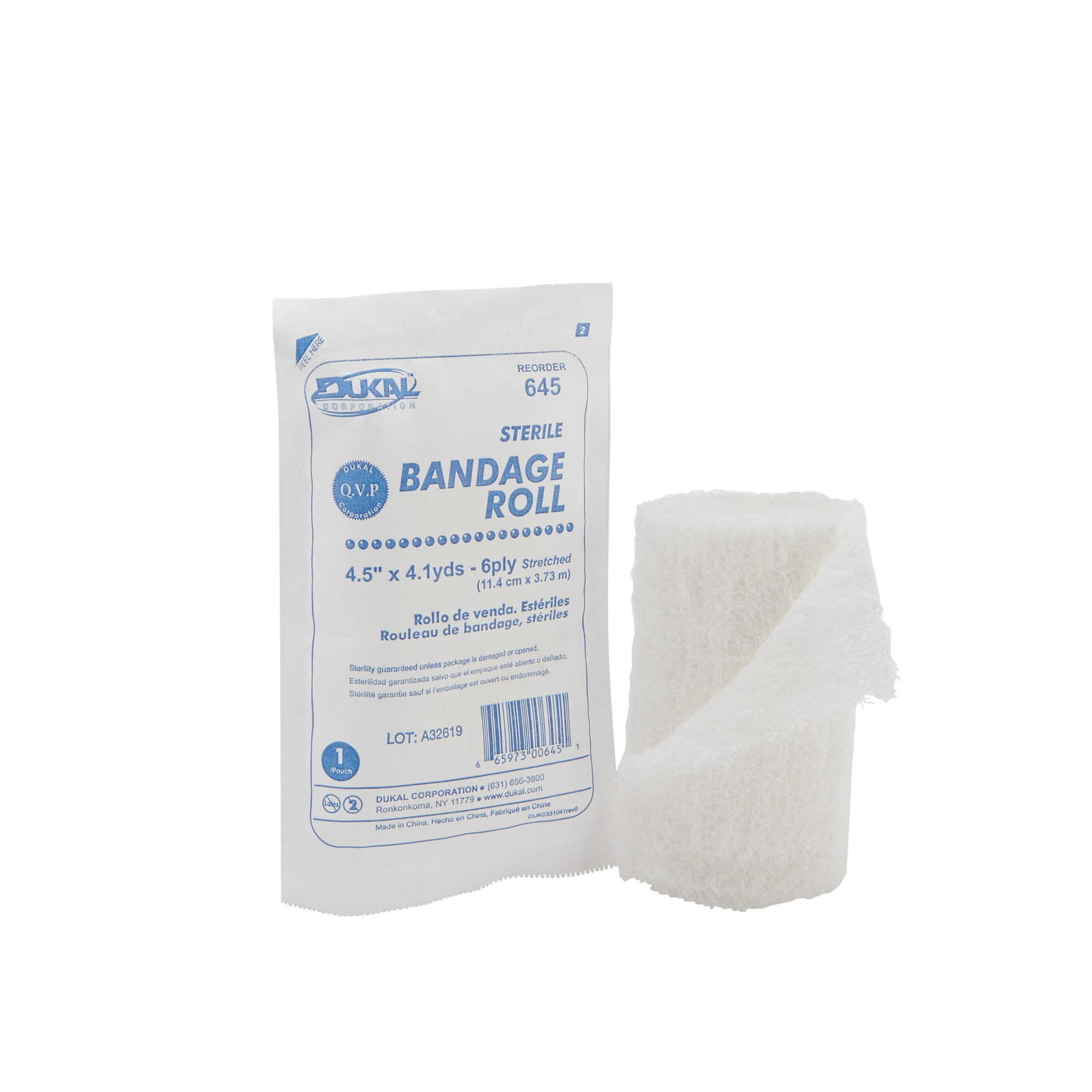 Dukal White Fluff Bandage Roll Sterile 4.5" x 4.1 Yd 645 100 per Case ...