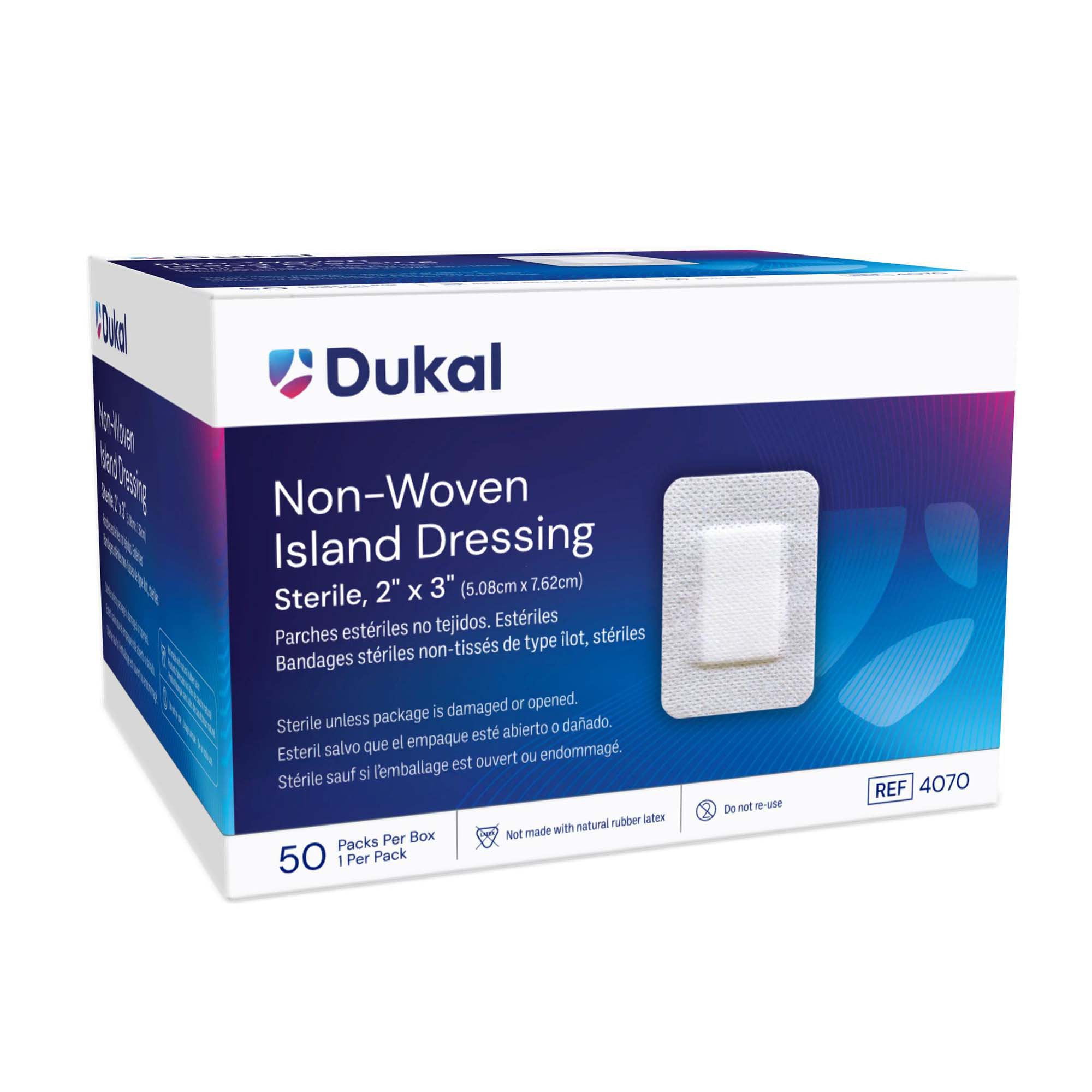 Dukal White Nonwoven Island Dressing Sterile 2 x 3" 50 per Box ...