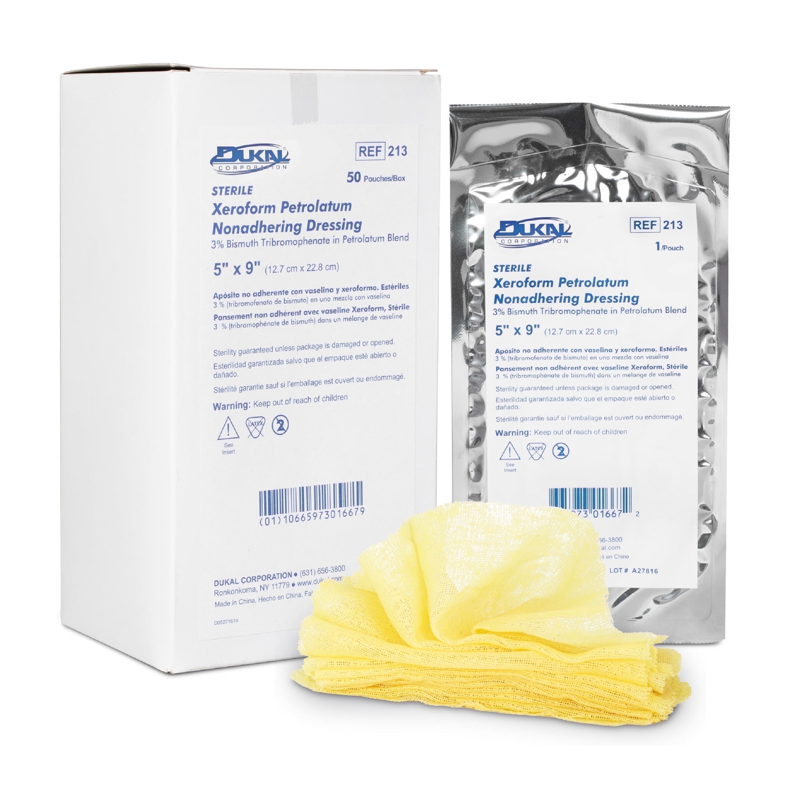 Dukal Xeroform Impregnated Dressing First Aid Gauze Pads, 5" x 9", 50 ...