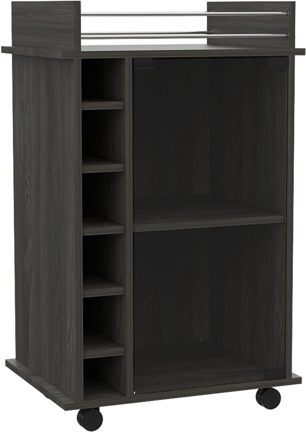 Dukat Bar Storage Display Cabinet Cart with Wheels for Wine and Liquor ...