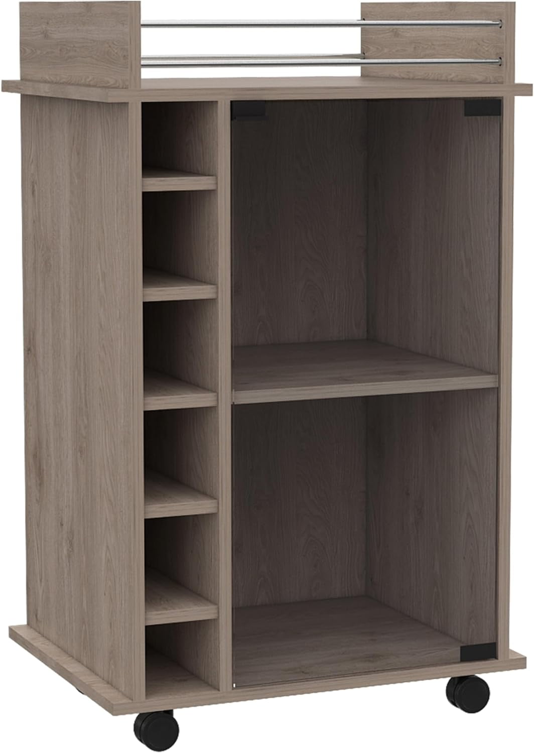 Dukat Bar Storage Display Cabinet Cart with Wheels for Wine and Liquor ...