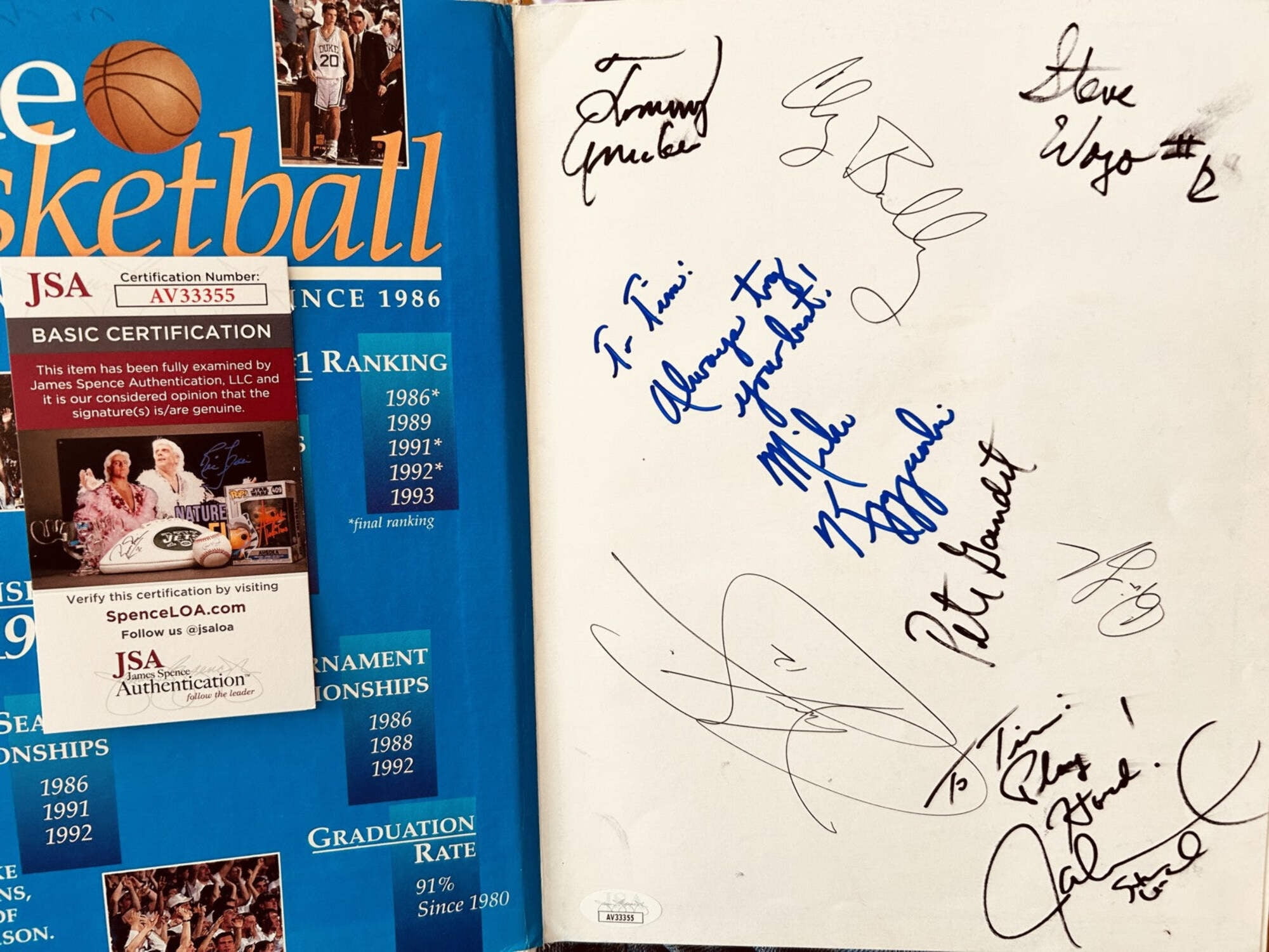 Duke Basketball Legends autographed 1993 Yearbook Mike (Coach K ...