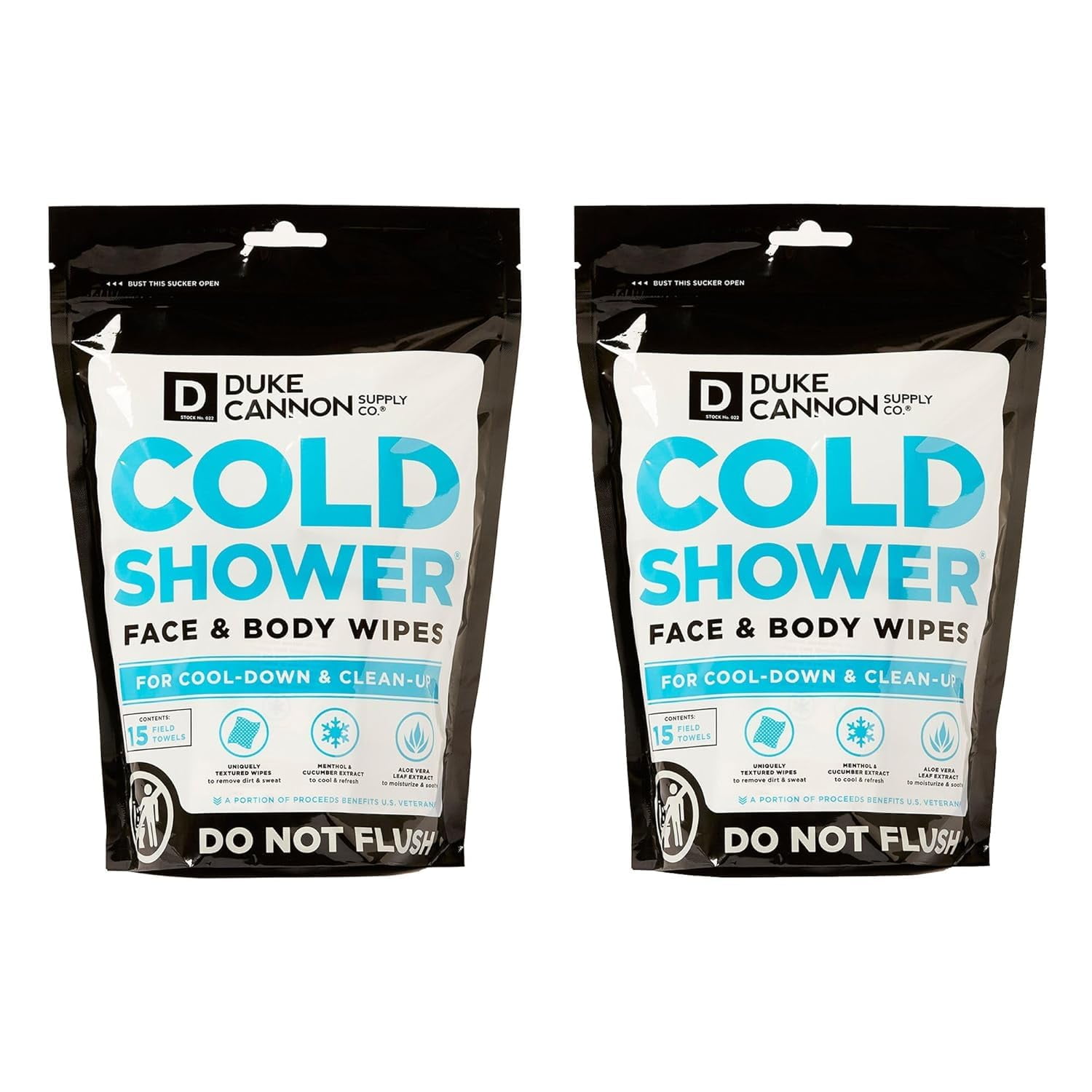 Duke Cannon Cold Shower Cooling Field Towels – Menthol Body Wipes for ...