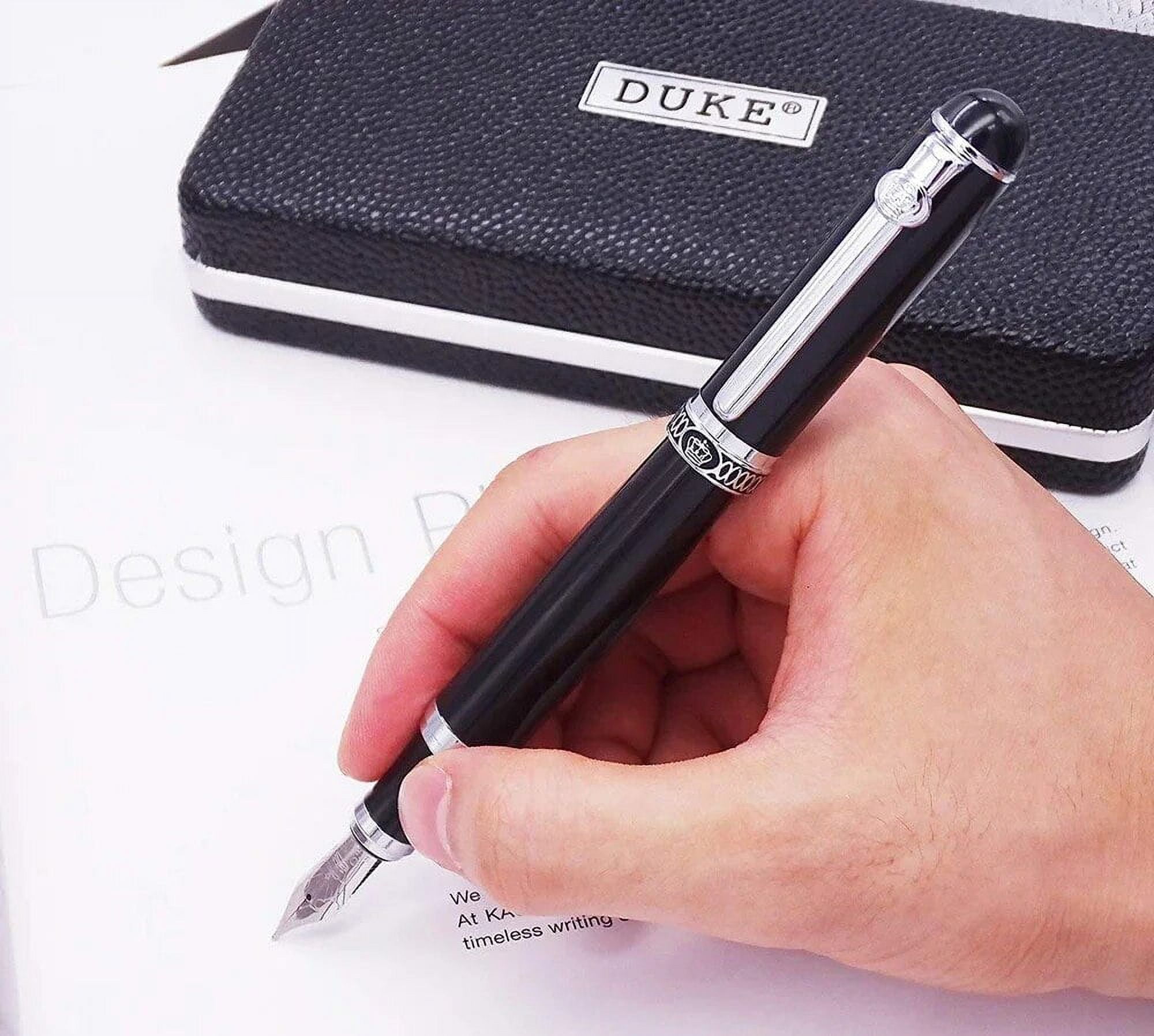 Duke D2 Black Silver Clip d2 Medium Nib Fountain Pen with 1pc ...