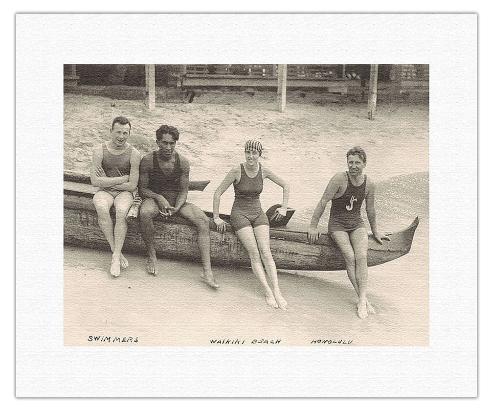 Duke Kahanamoku and Friends - Swimmers at Waikiki Beach Hawai’i ...