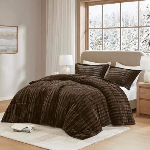 Duke Luxe Faux Fur Reversible Comforter Set, Soft Plush Reverse, Modern ...