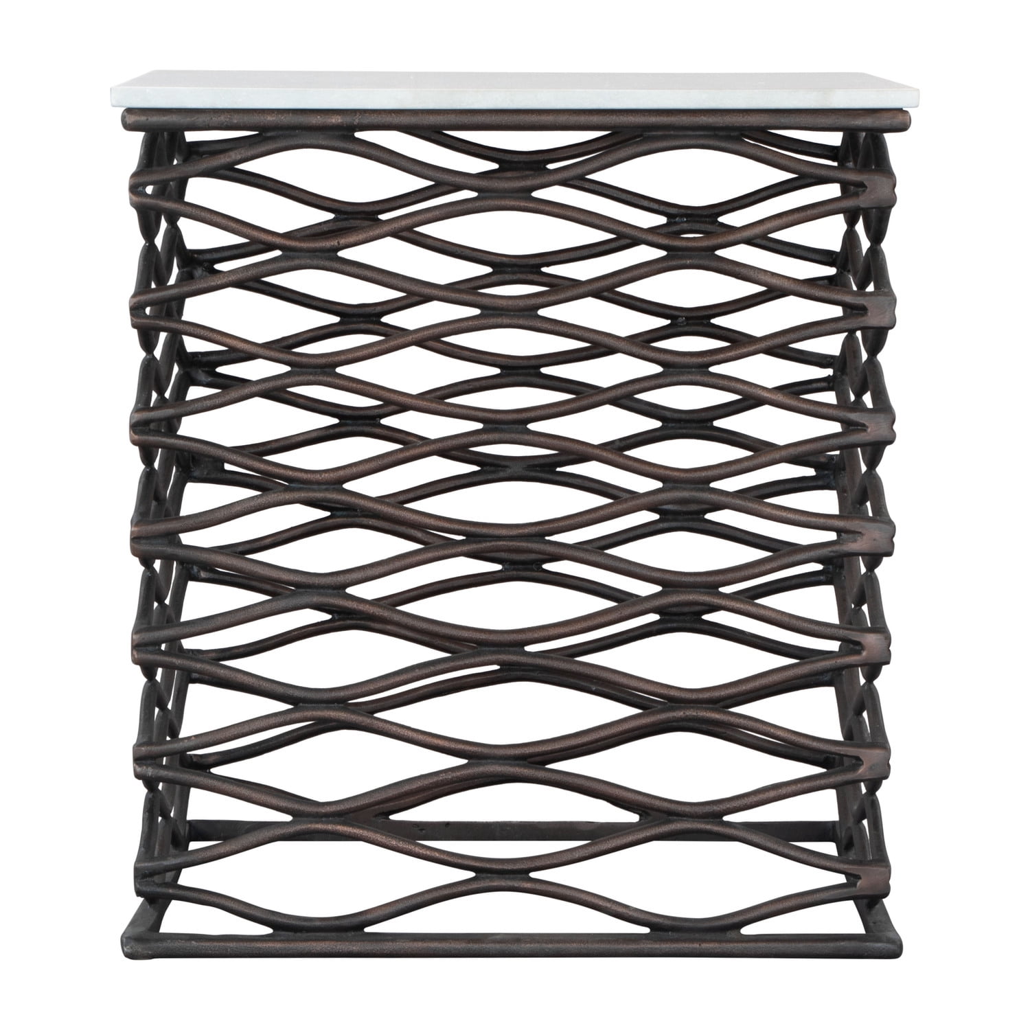 Duke Side Table White and Antique Bronze - Walmart.com