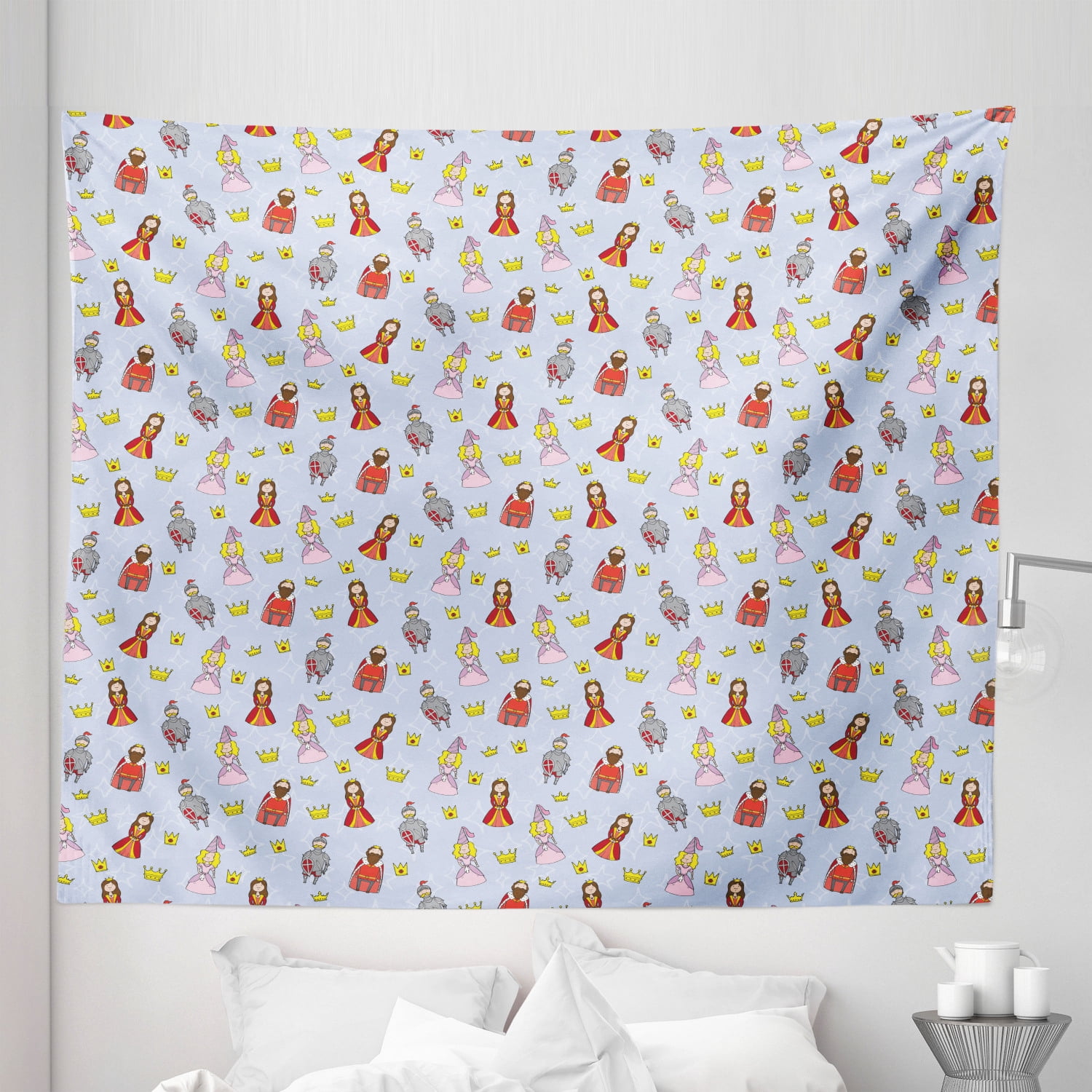 Duke Tapestry, Cartoon Queen King and Knight Medieval Crown Western ...